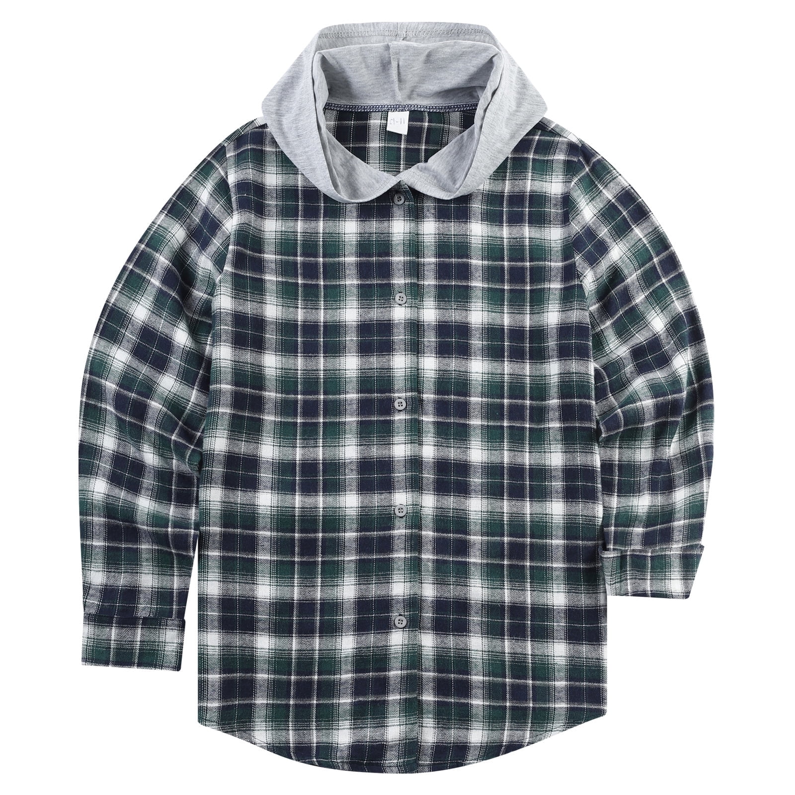 Actgleam Boys Girls Plaid Shirts Long Sleeve Button Down Hooded Plaid ...