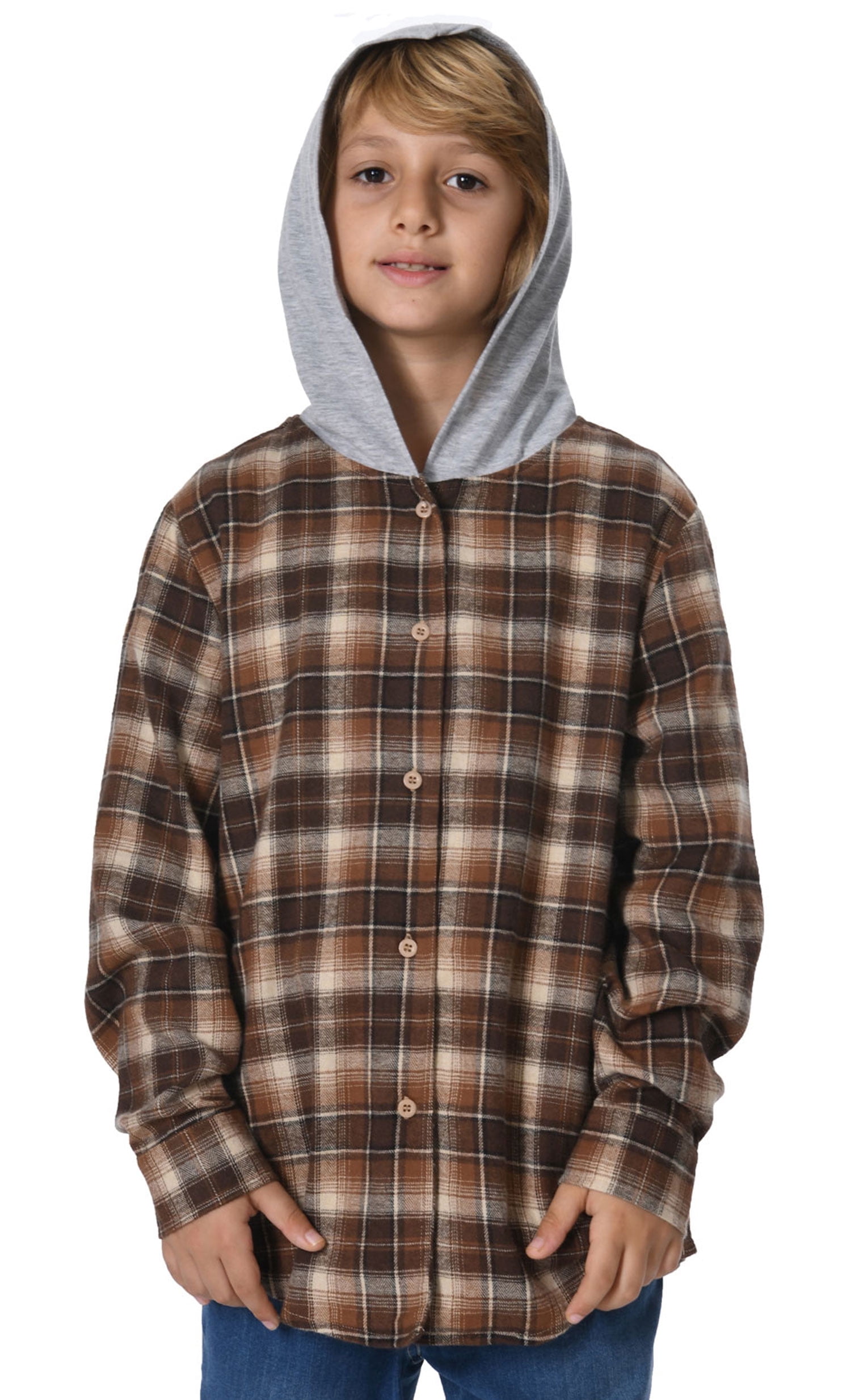 Actgleam Boys Girls Plaid Shirts Long Sleeve Button Down Hooded Plaid ...