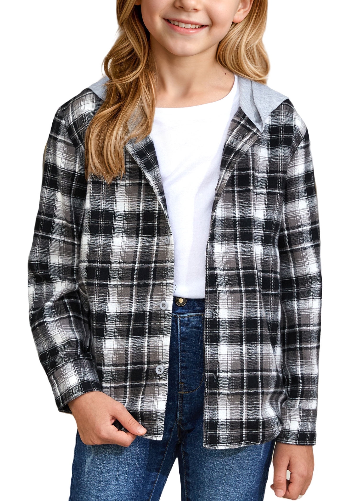 Actgleam Boys Girls Plaid Shirts Long Sleeve Button Down Hooded Plaid ...