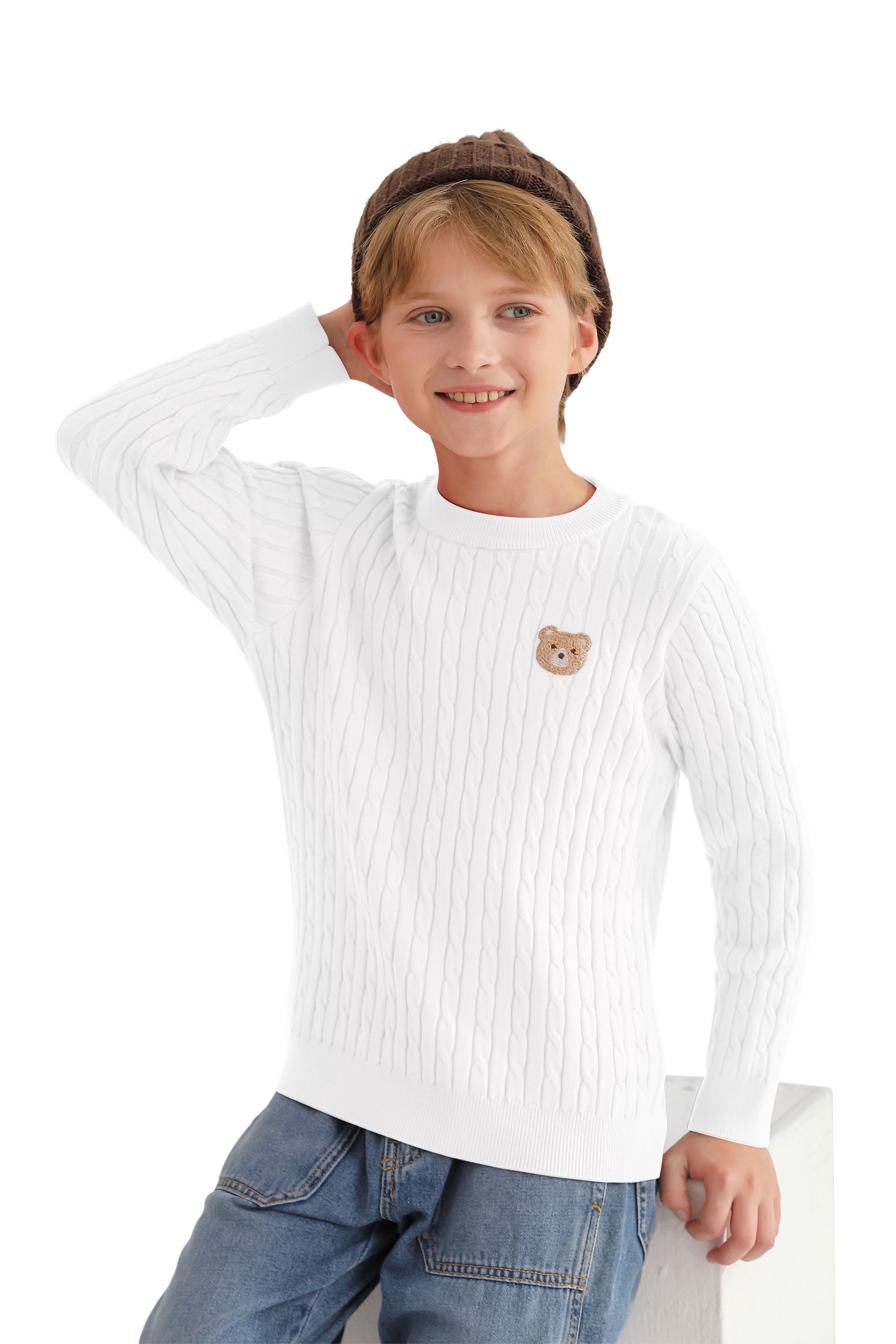 Actgleam Boys Sweaters Crew Neck Long Sleeve Knit Pullover Sweater for ...