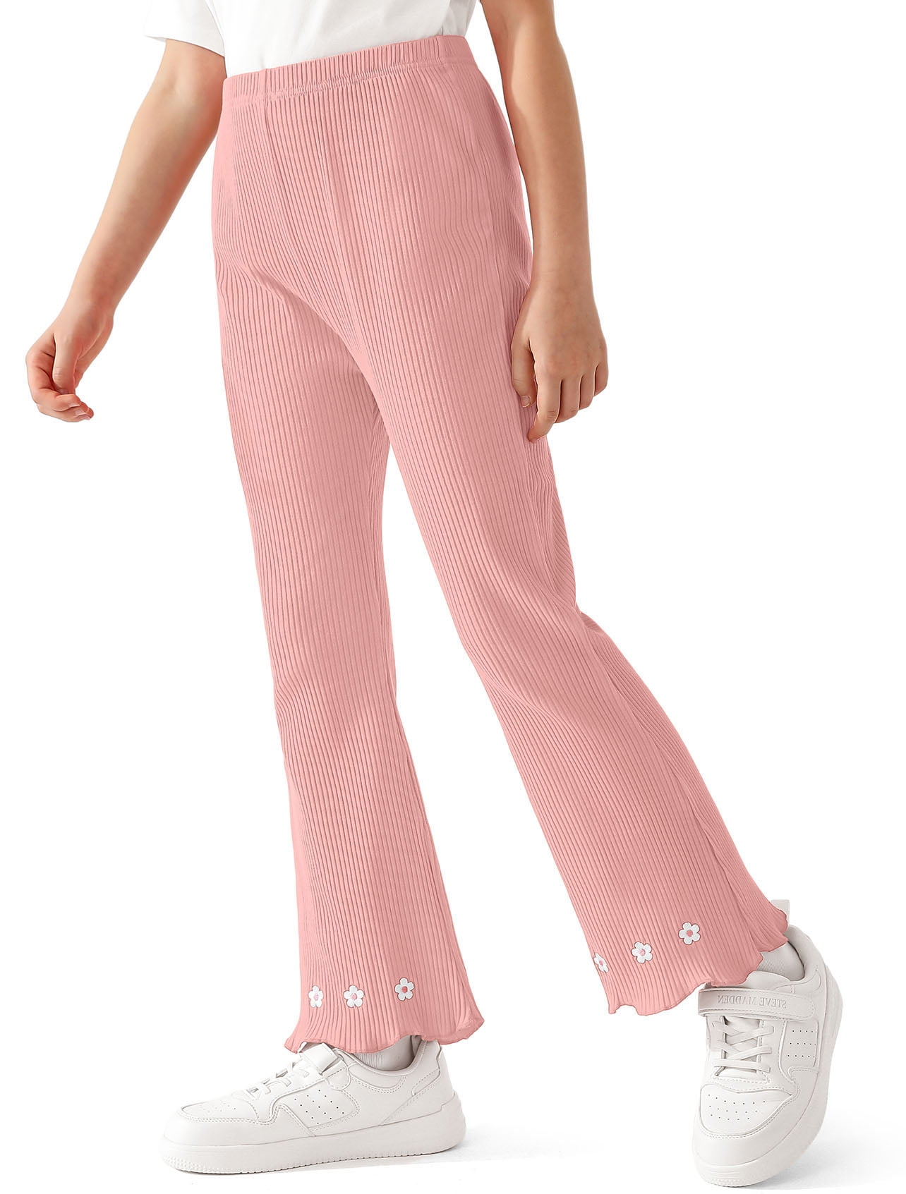 Actgleam Girls Pants Ribbed Bell Bottoms Trousers for Girl Flare Pants ...