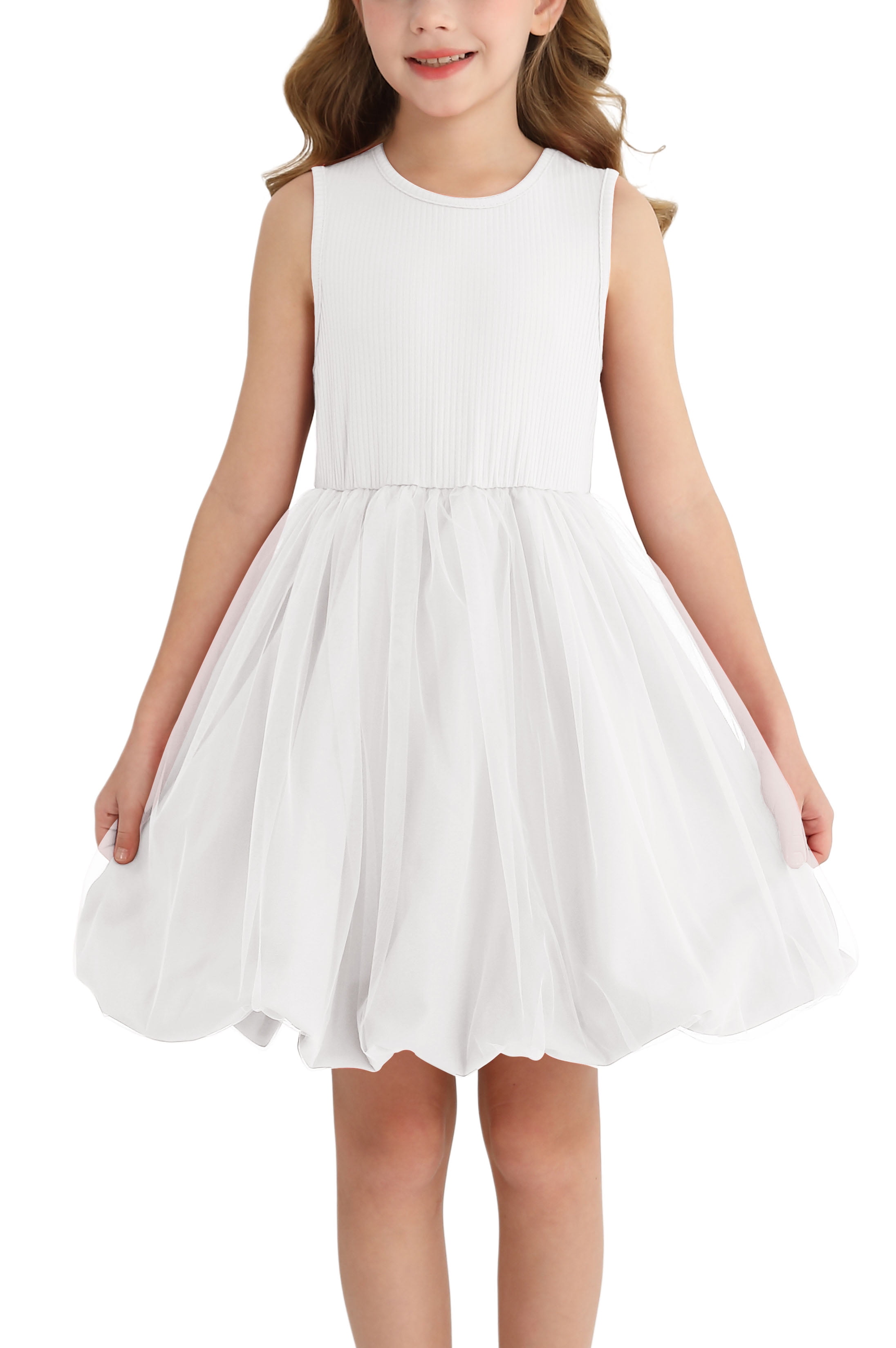 Actgleam Girls Short Sleeve Tutu Dress Birthday Wedding Party Tulle ...