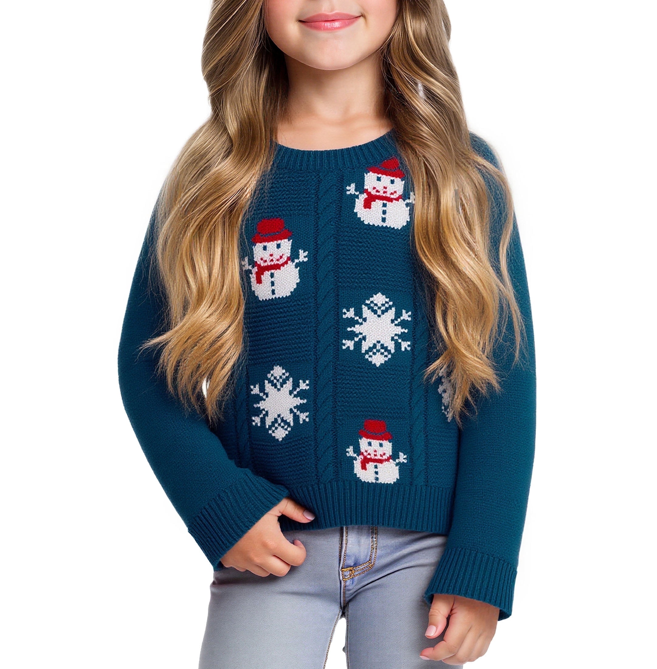 Actgleam Girls Christmas Sweaters Kids Winter Pullover Long Sleeve Knit ...