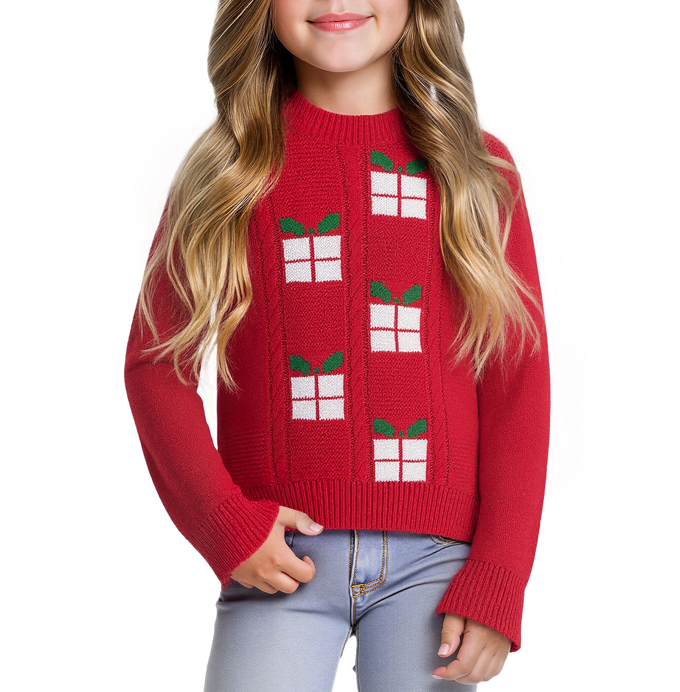 Actgleam Girls Christmas Sweaters Boys Holiday Pullover Long Sleeve ...