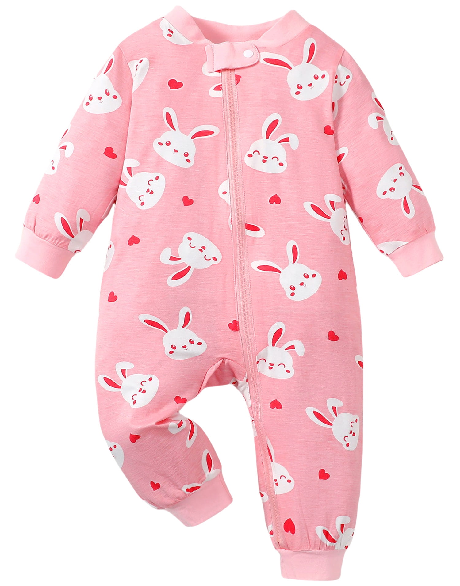 Actgleam Infant Baby Girls Romper Long Sleeve Zip-Up Pajamas Bodysuit,9 ...