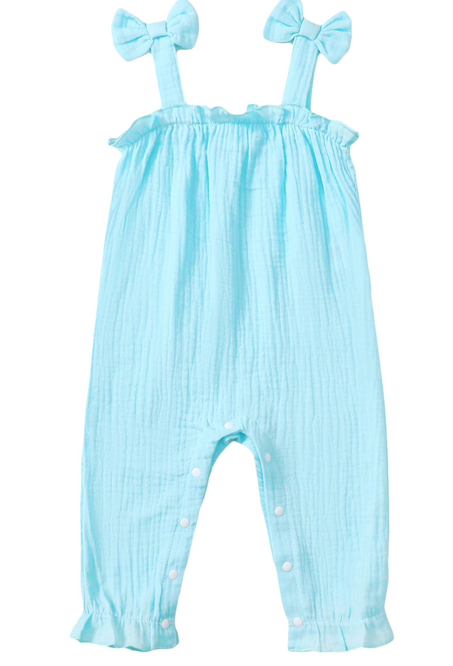 Actgleam Newborn Baby Girl Romper Sleeveless Jumpsuit Ruffled Bodysuit for Baby Girls,Blue,3 ...