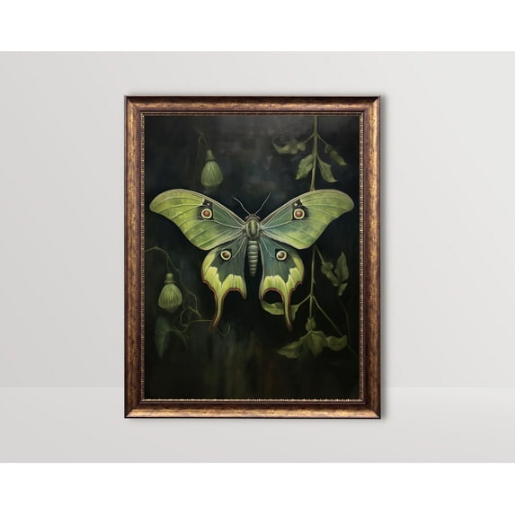 Actias Luna Moth, Dark Cottagecore, Botanical Gothic Decor, Witchy ...