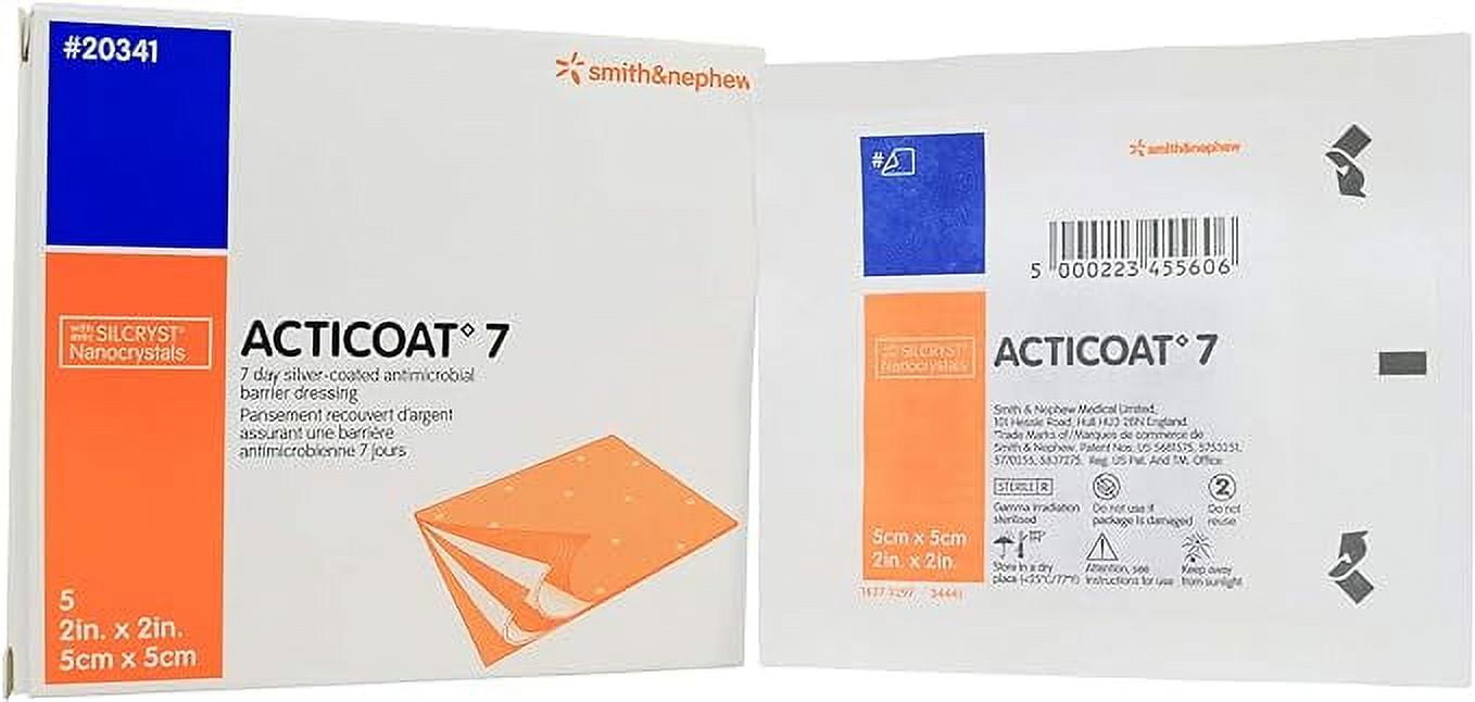 Acticoat 20341 Seven Day Antimicrobial Barrier Dressing 2 in. x 2 in ...