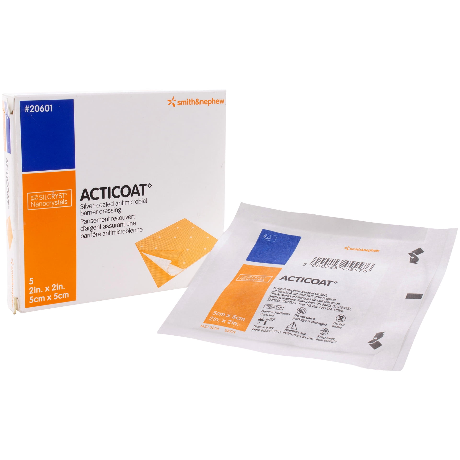 Acticoat Silver-coated Antimicrobial Barrier Dressings 2" x 2" Square ...