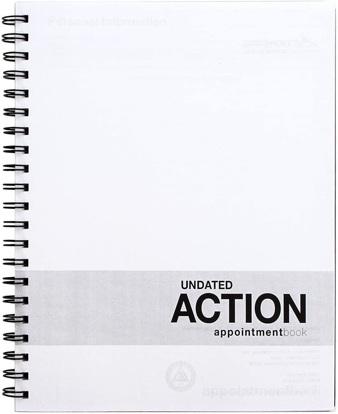 Action Appointment Book (8.5 x 11 inches) Undated 2 Page Weekly Spreads ...