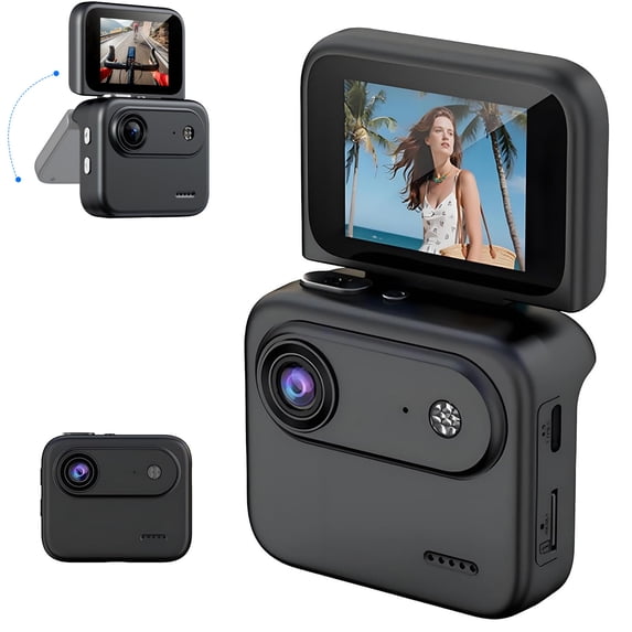 Action Camera 4K 360°, Multi-Functional Flip Screen Camera for Vlogging ...