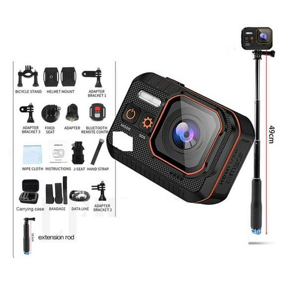 Action Camera 4K 60FPS Remote Control 30m Waterproof 170° Wide Angle ...