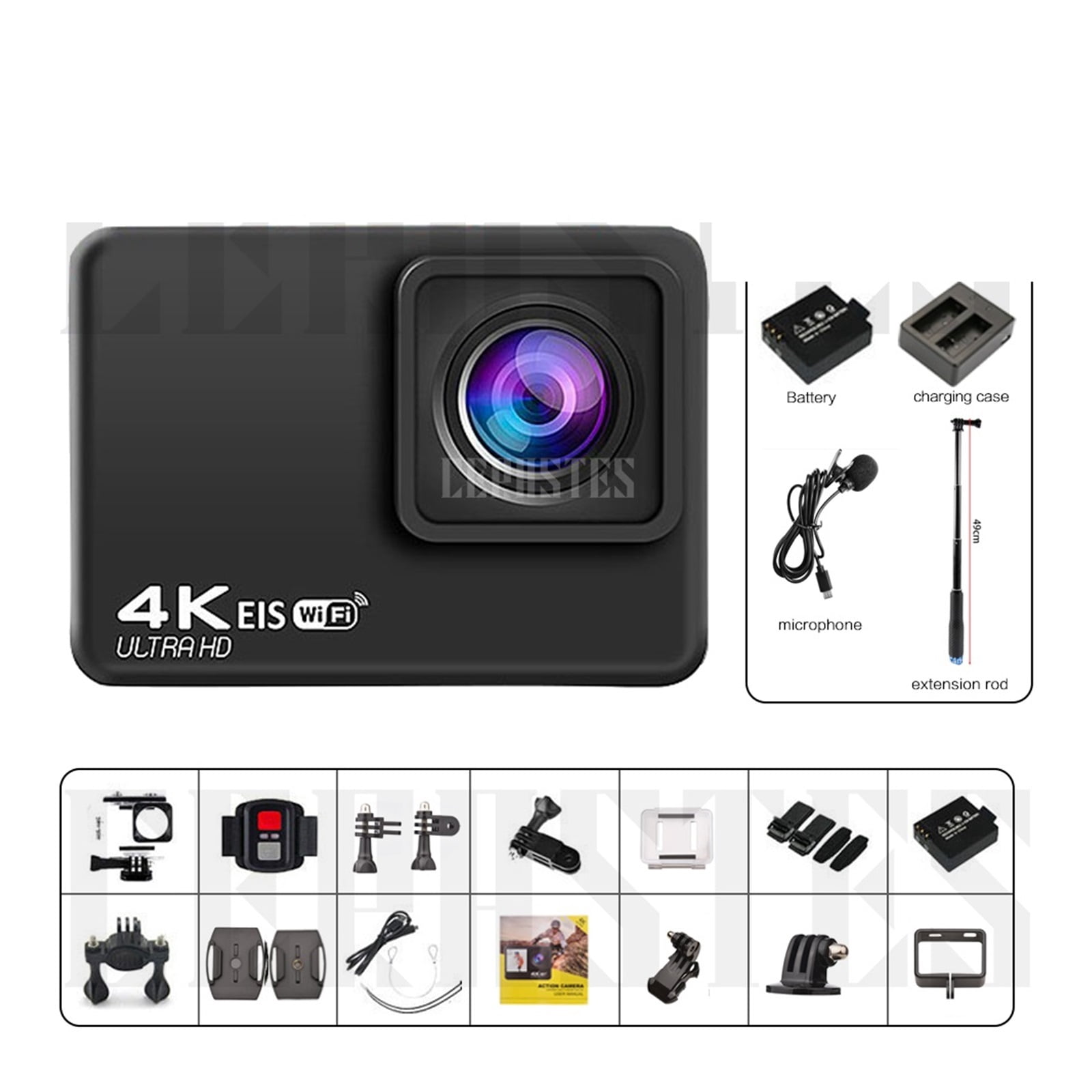 Action Camera 4K 60fps/30fps With Remote Control Screen Waterproof ...