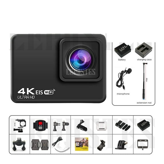 Action Camera 4K 60fps/30fps With Remote Control Screen Waterproof ...