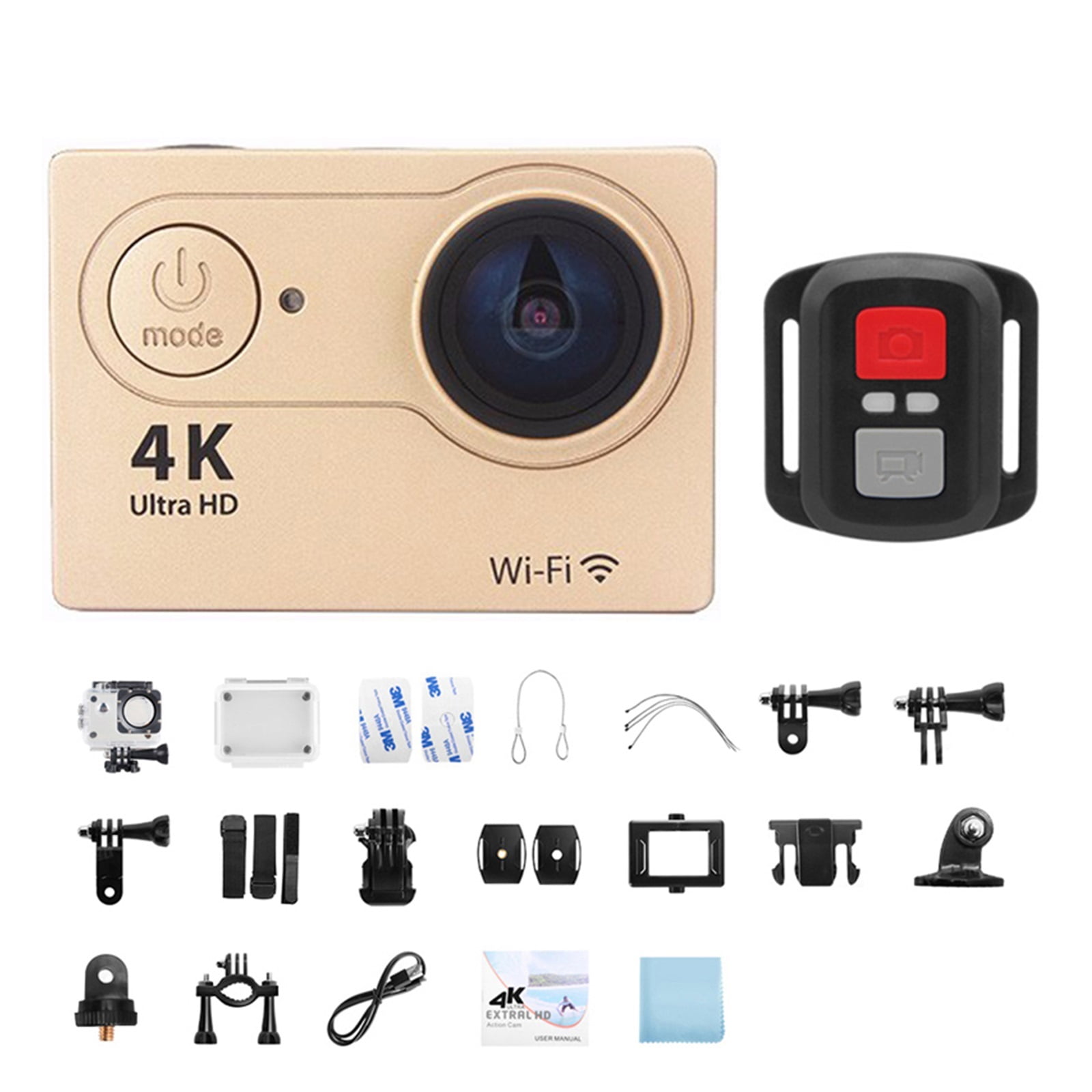 Action Camera, 4K Sports Camera 2.0-inch Screen Remote Control Action ...