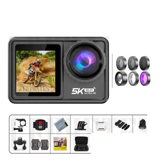 Action Camera 5K 4K 60FPS EIS Interchangeable Lens 48MP Zoom Electronic ...