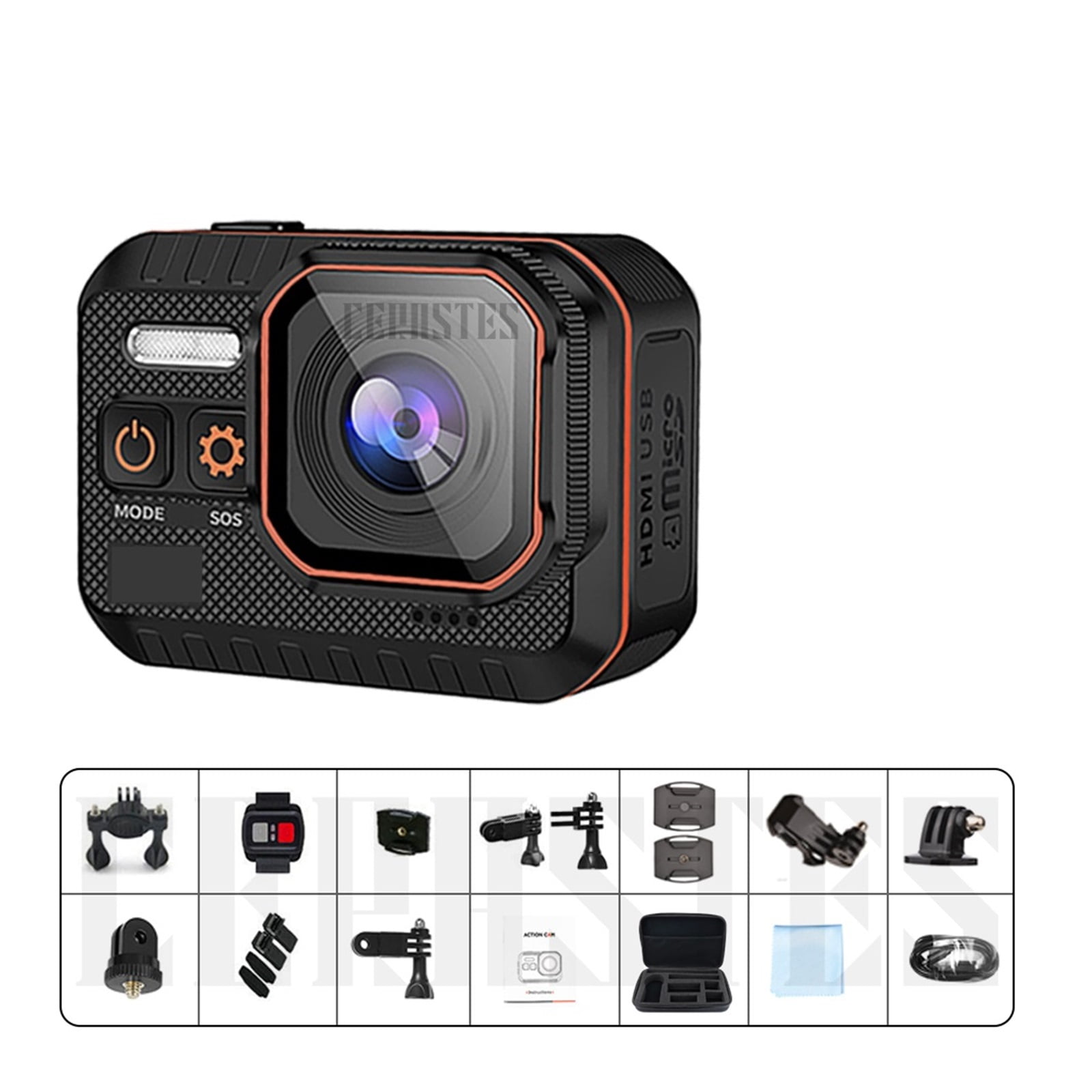 Action Camera, Action Camera 4K 60FPS Remote Control 30m Waterproof 170 ...
