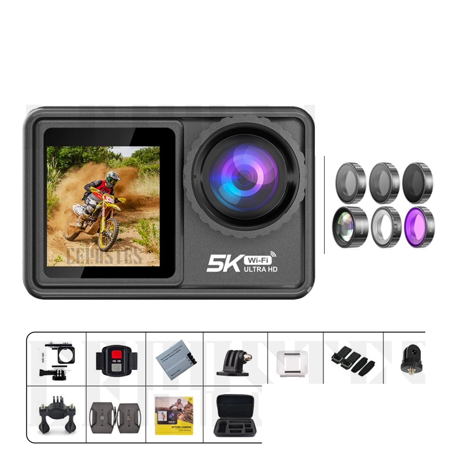 Action Camera, Action Camera 5K 4K 60FPS EIS Interchangeable Lens 48MP ...