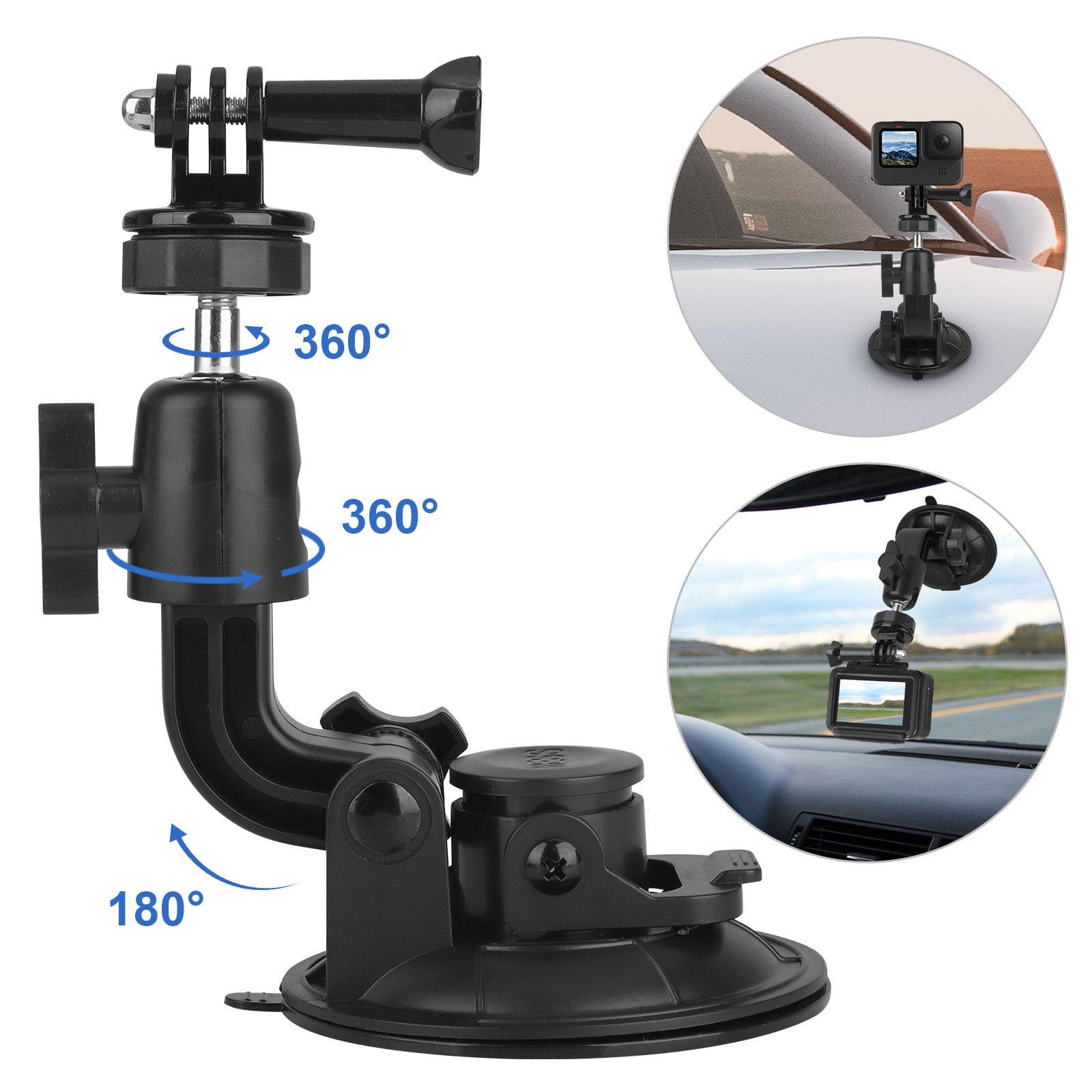Action Camera Suction Cup Mount, EEEkit 360° Rotation Heavy Duty Car ...