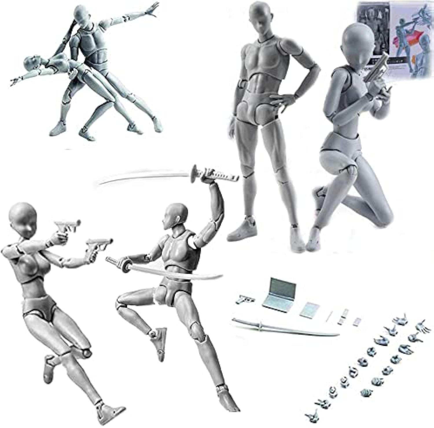 Action Figures Body-Kun DX & Body-Chan DX PVC Model SHF(Grey Color ...