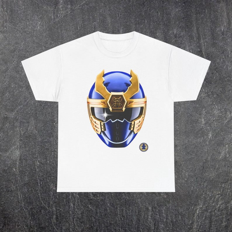 Action Hero Helmet Graphic Tee, Navy Thunder Ranger Style Design ...