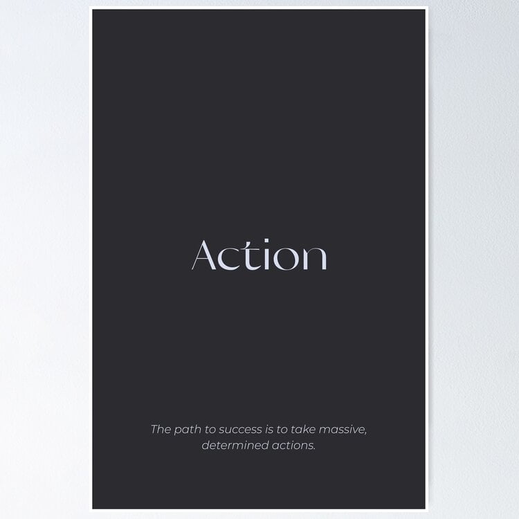 Action | Motivational Words Poster- Unframed Poster | Wall Art ...