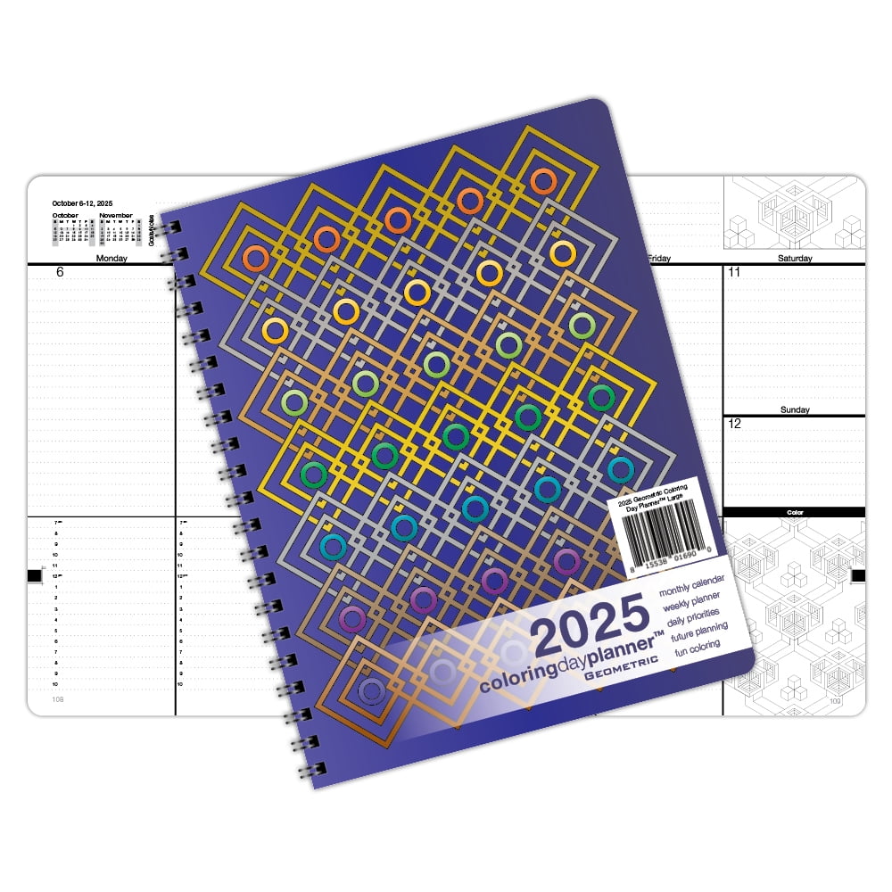 Action Publishing Coloring Day Planner · 2025 Geometric · Daily and ...