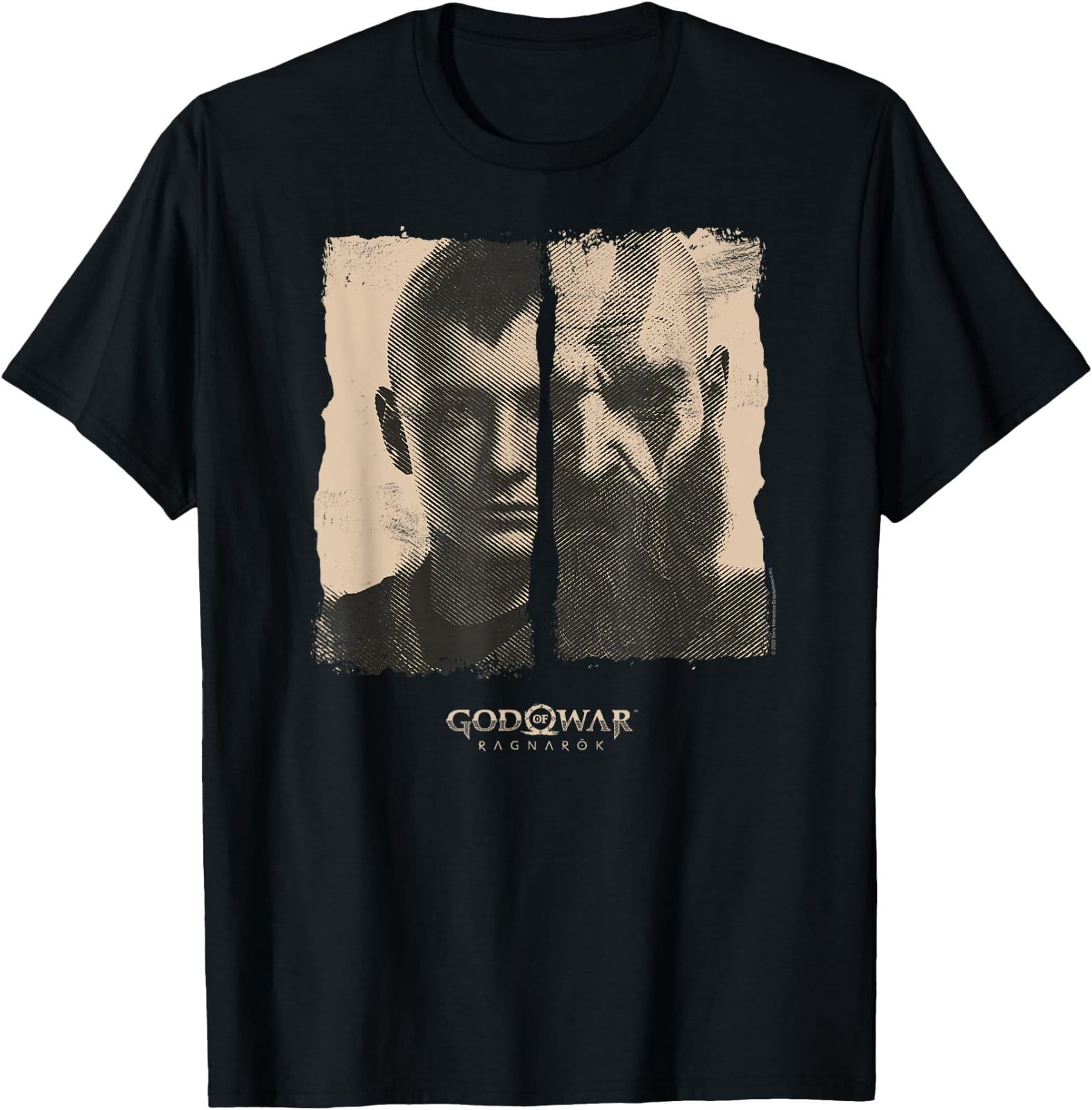 Action RPG Kratos and Atreus Video Game Split Portrait T-Shirt ...