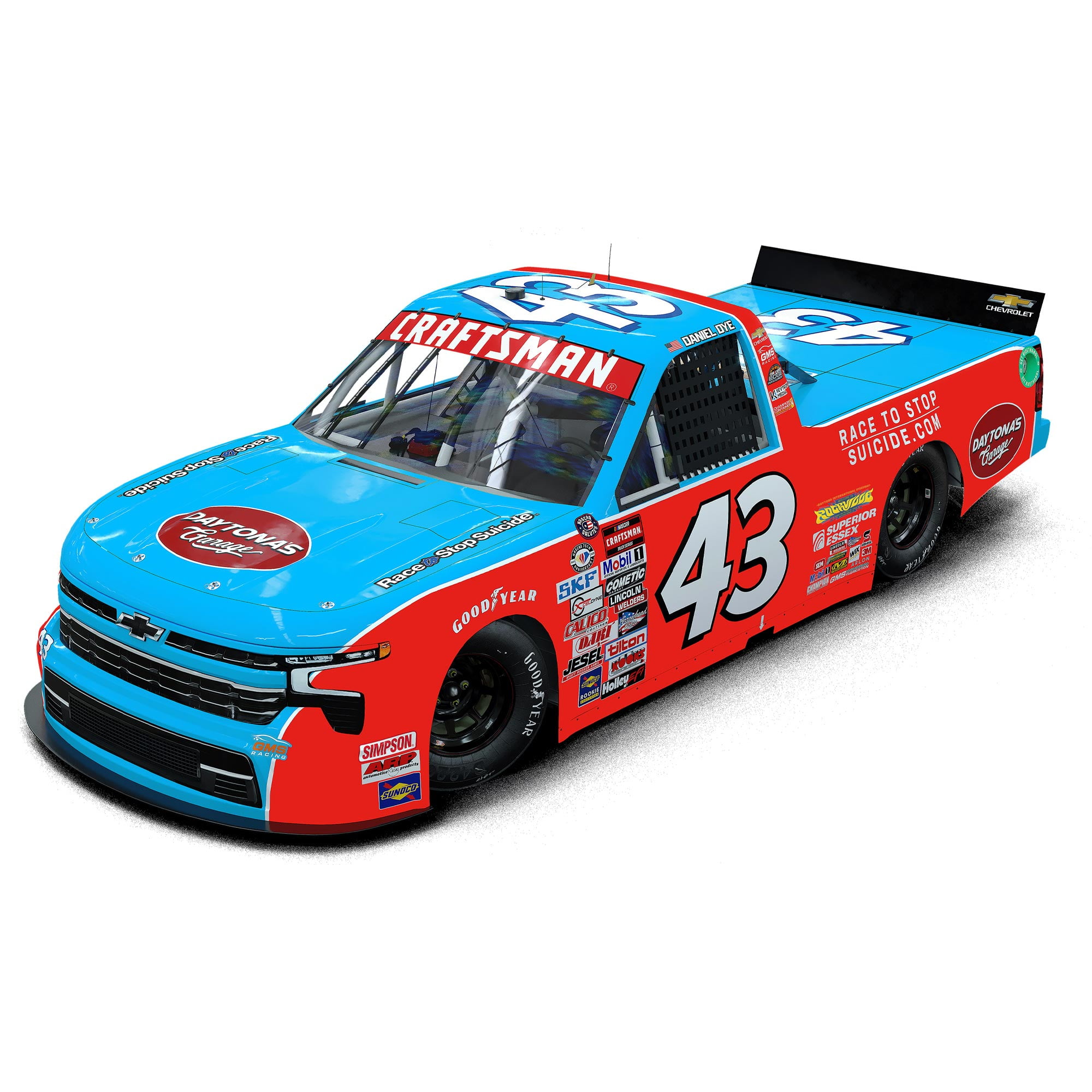 Action Racing Daniel Dye 2023 #43 Race to Stop Suicide Throwback 1:24 ...