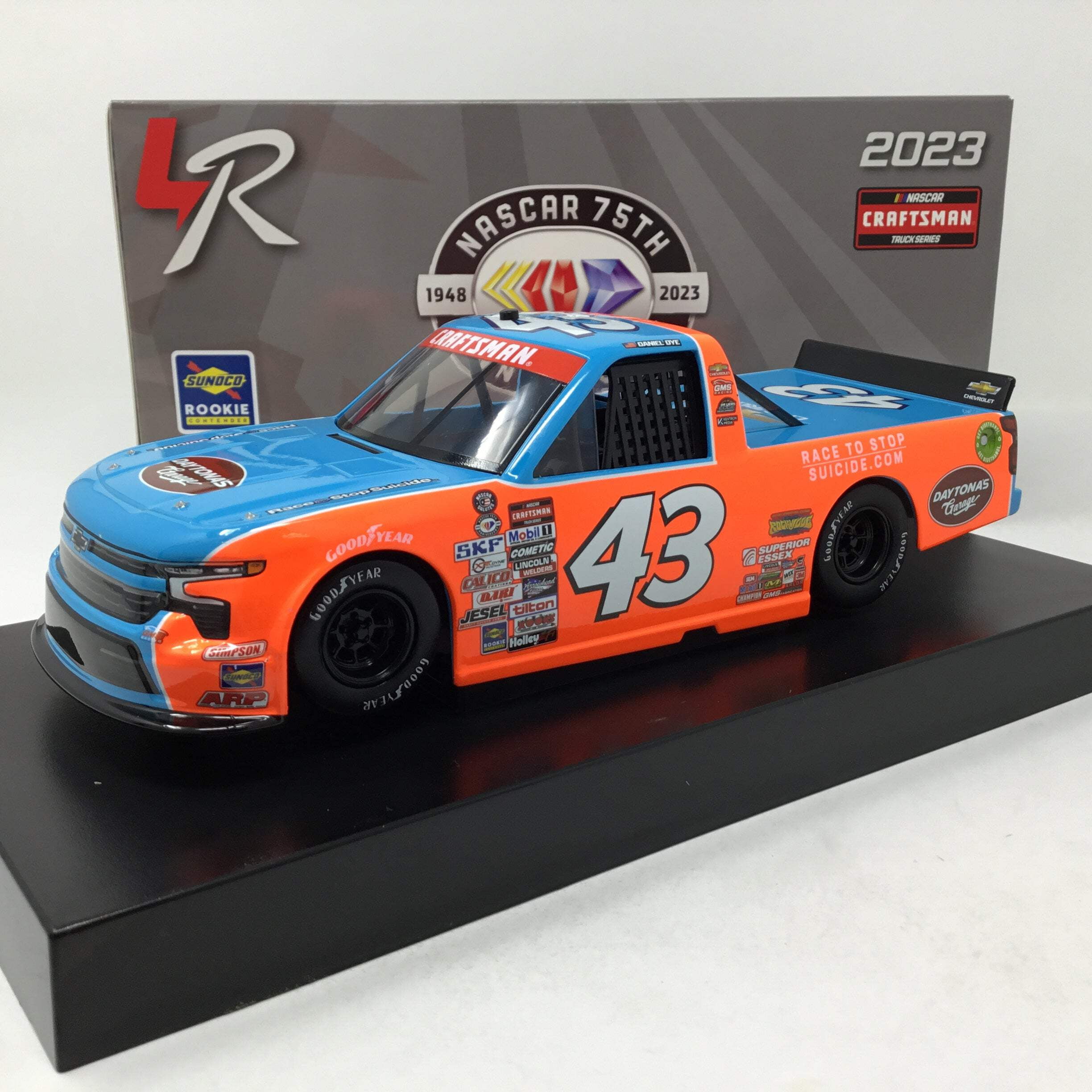 Action Racing Daniel Dye 2023 #43 Race to Stop Suicide Throwback 1:24 ...