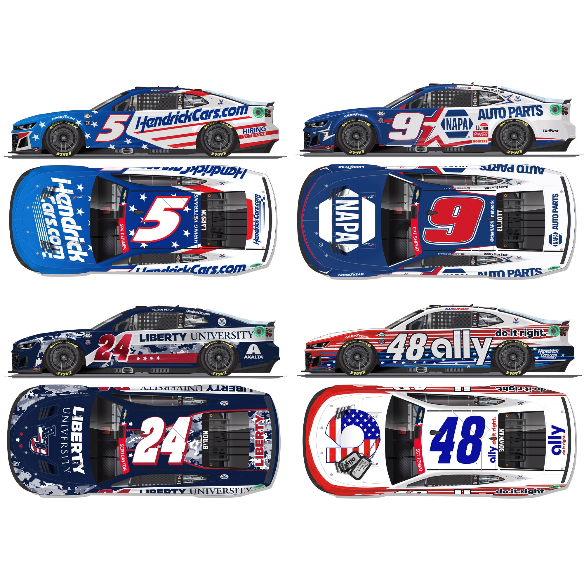Action Racing Hendrick Motorsports 2023 Patriotic Set of Four 1:64 ...