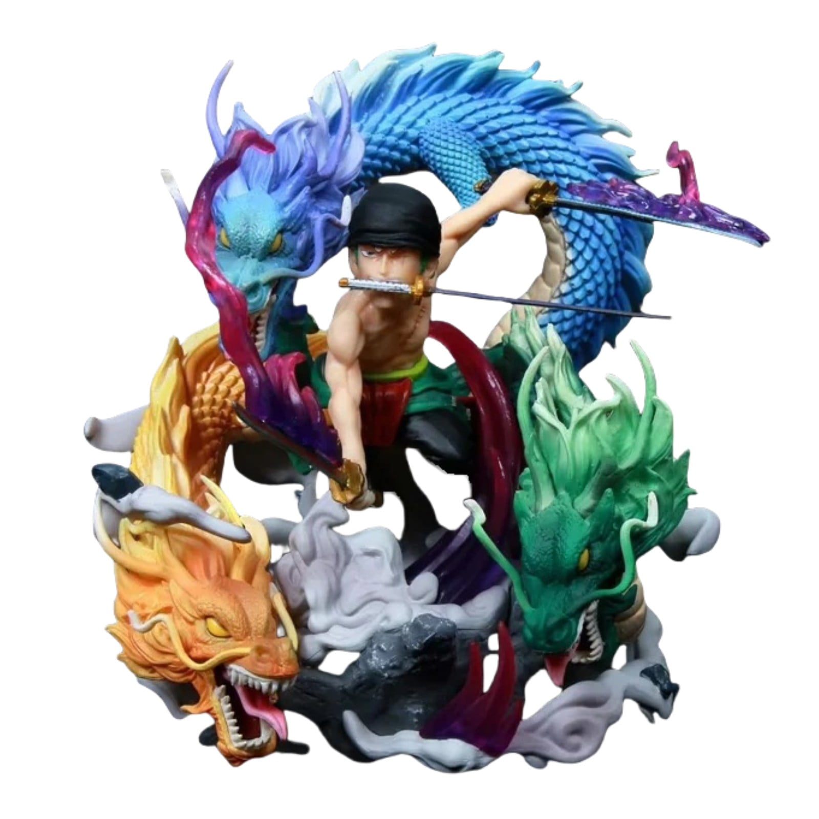 Action Statues Figure 17.5cm Q version Three dragons Roronoa Zoro ...