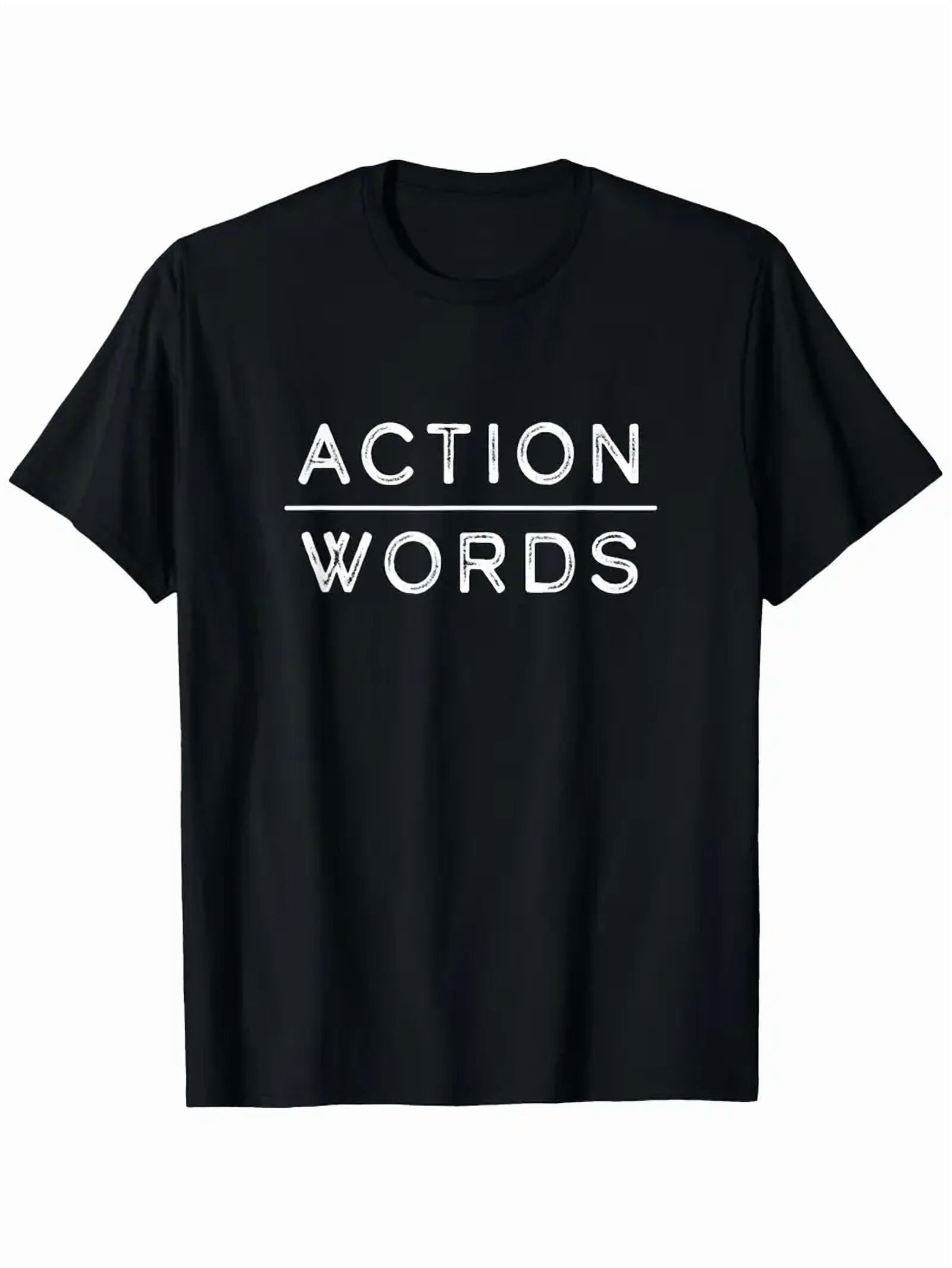 Action Over Words - Motivational Statement T-Shirt, Regular Size 180G, Casual All Season Knitted ...
