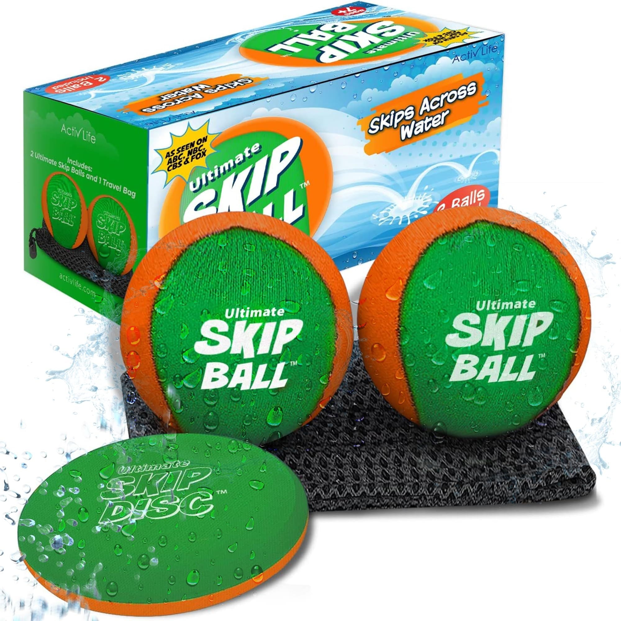 Activ Life 2 Pack Water Skipping Ball with Skip Disc, Pool Balls for ...