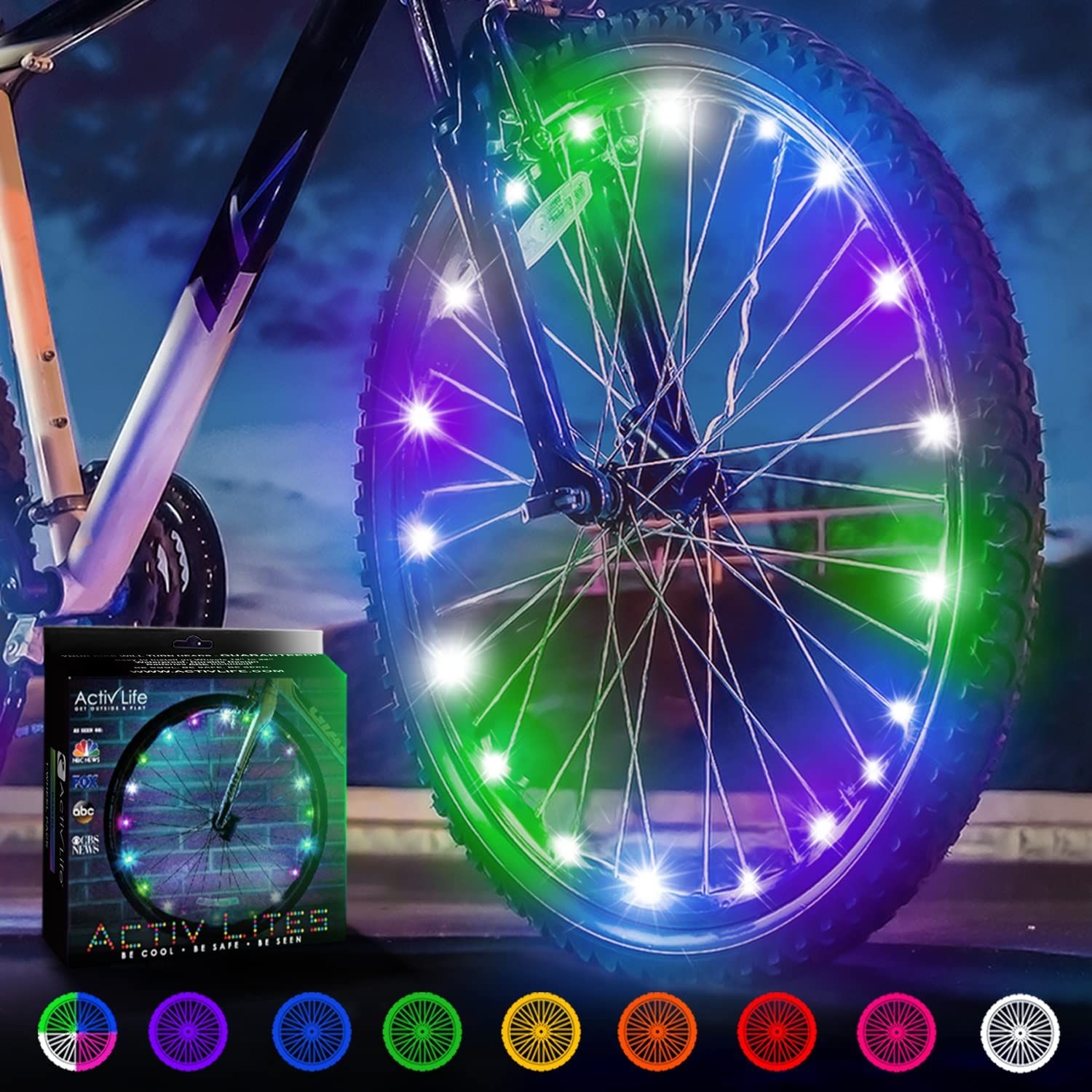 Activ Life Bike Wheel Lights (1 Tire, Pastel) Best Spring Break Essentials & Beach Vacation Must ...