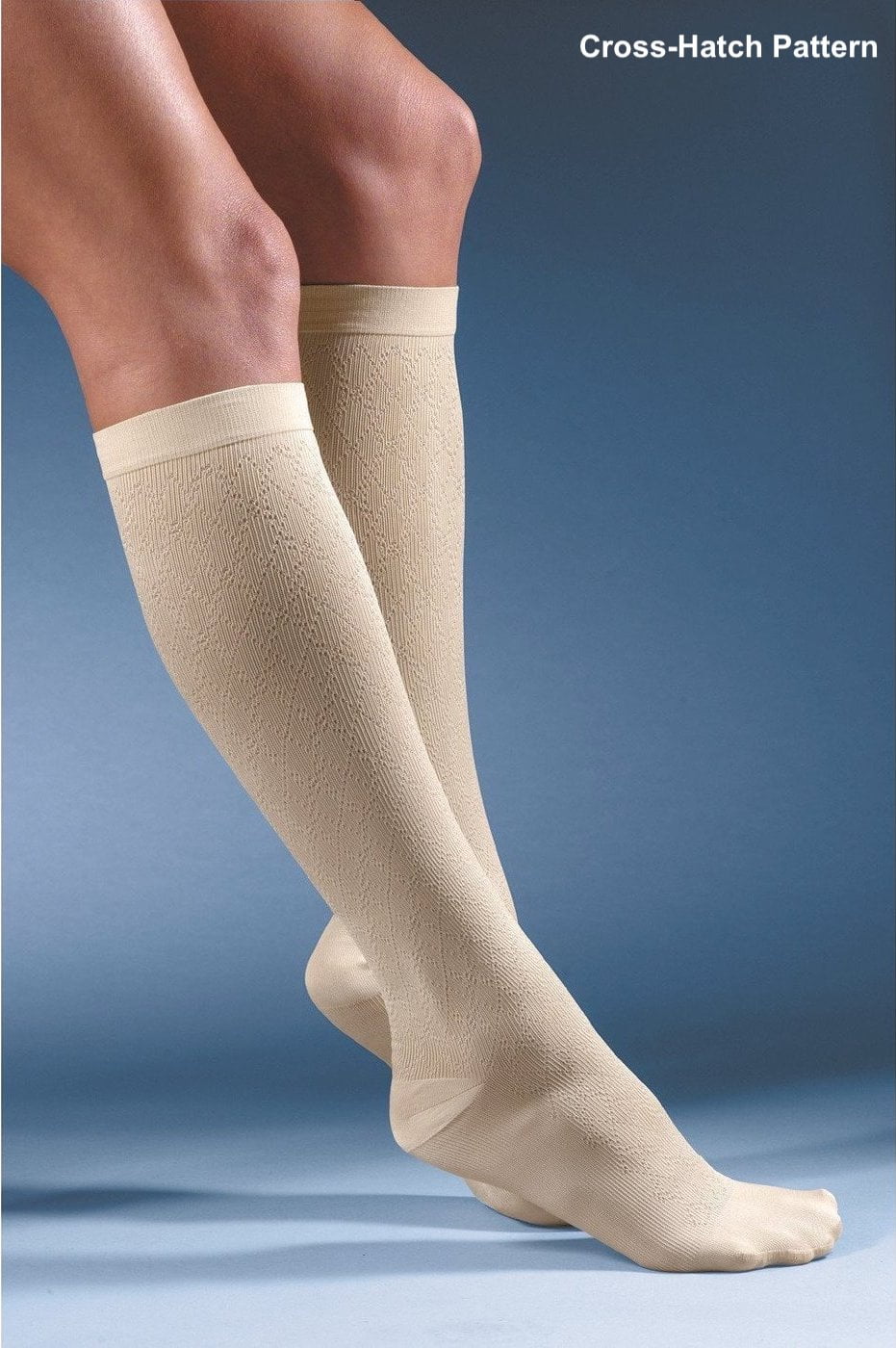 Activa Sheer Therapy Women's Cross Hatch Knee High Dress Socks 15-20 mmHg Closed Toe - Tan ...