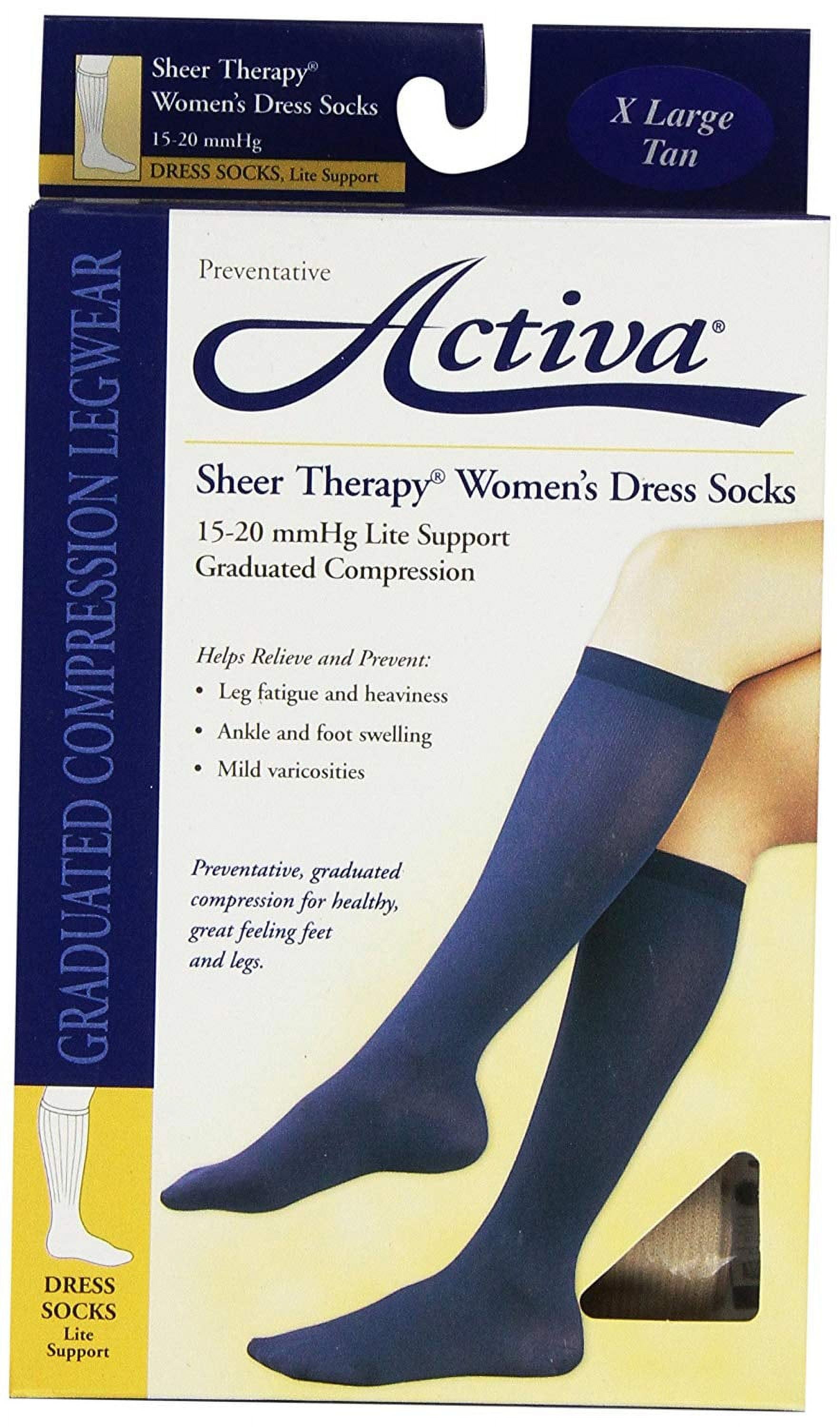 Activa Sheer Therapy Womens Dress Socks 15-20mmHg Tan XLarge, 1 pair each - Walmart.com