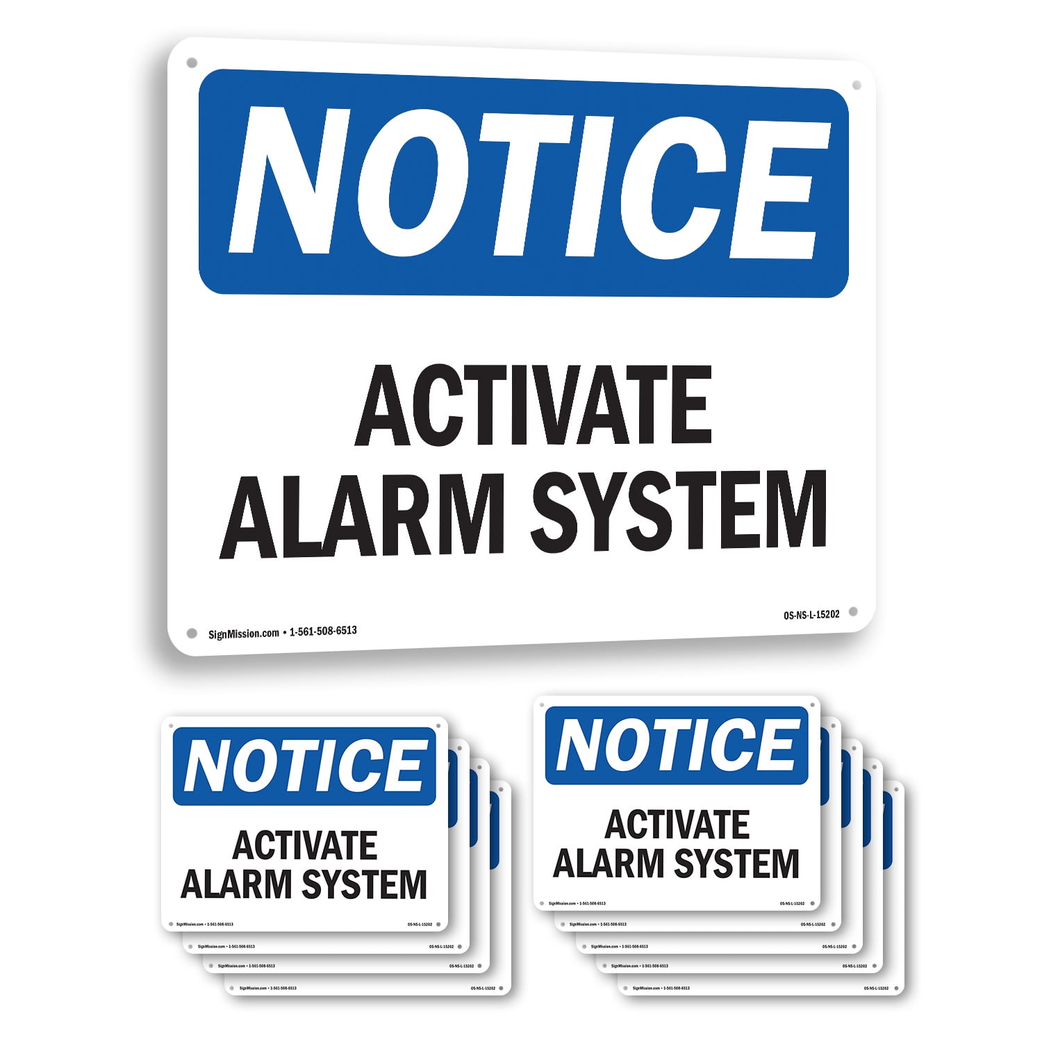 Activate Alarm System OSHA Notice Rigid Plastic Sign 24 Inch x 18 Inch ...