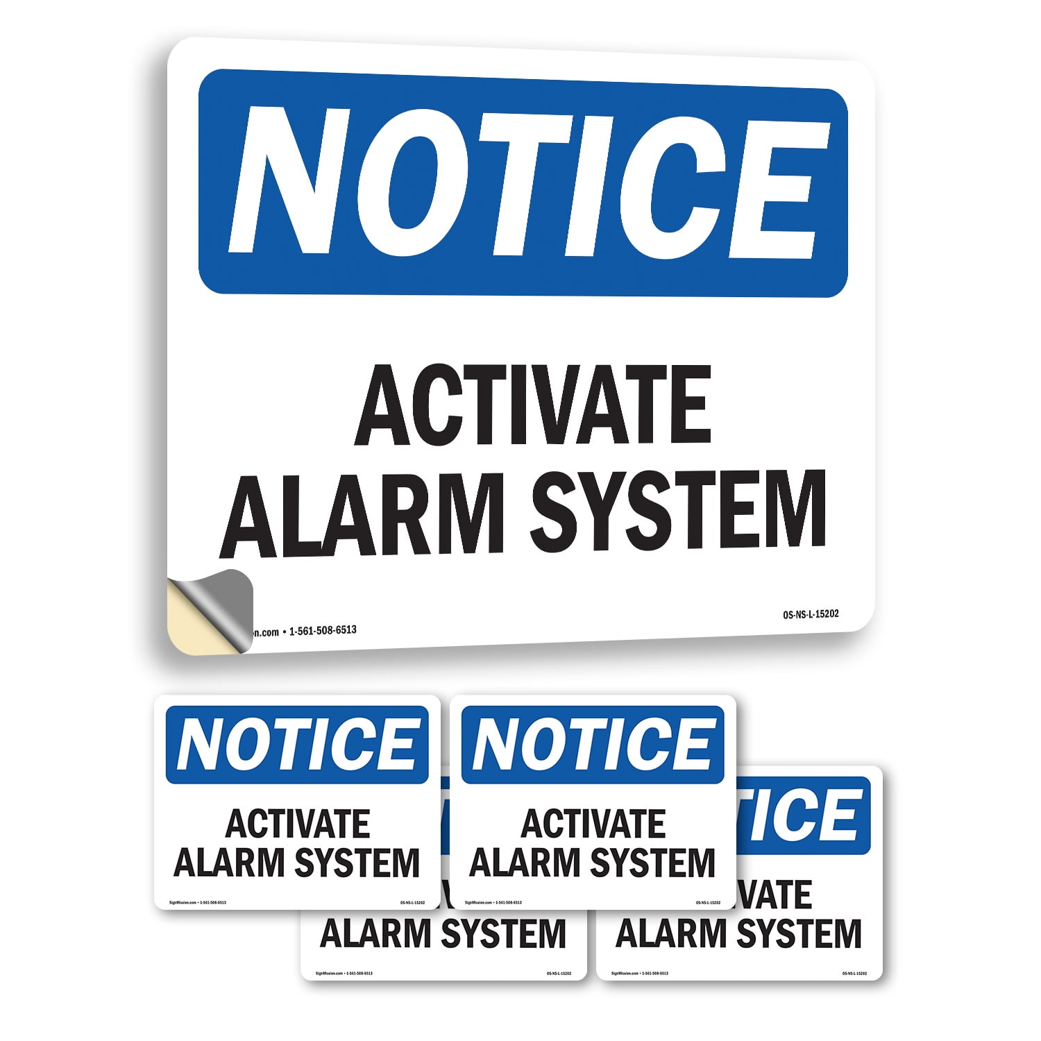 Activate Alarm System OSHA Notice Vinyl Decal Label 14 Inch x 10 Inch ...