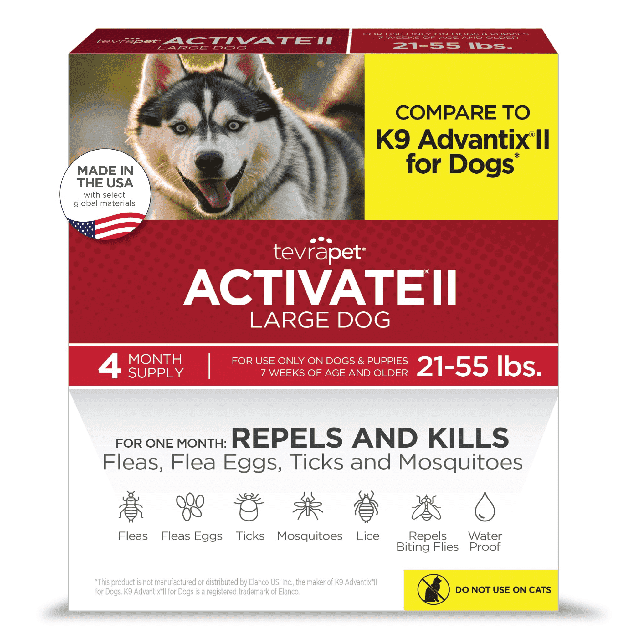 TevraPet Activate II Flea and Tick Topical Drops for Large Dogs 21-55 ...
