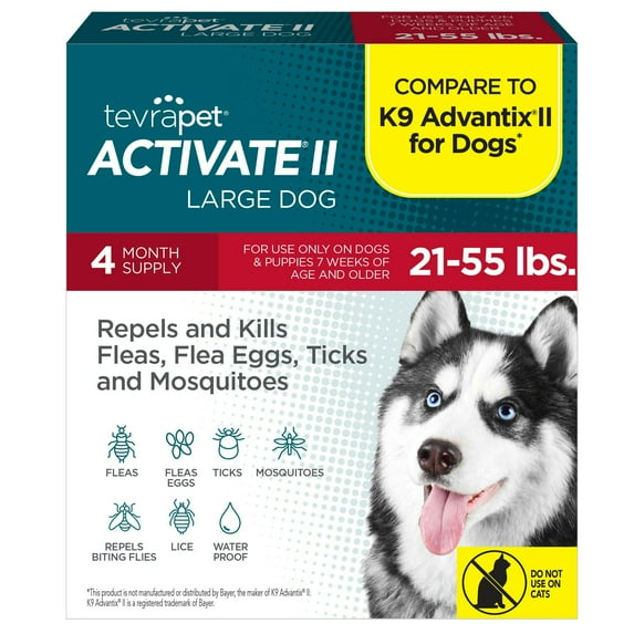 TevraPet Activate II Flea and Tick Topical Drops for Large Dogs 21-55 ...