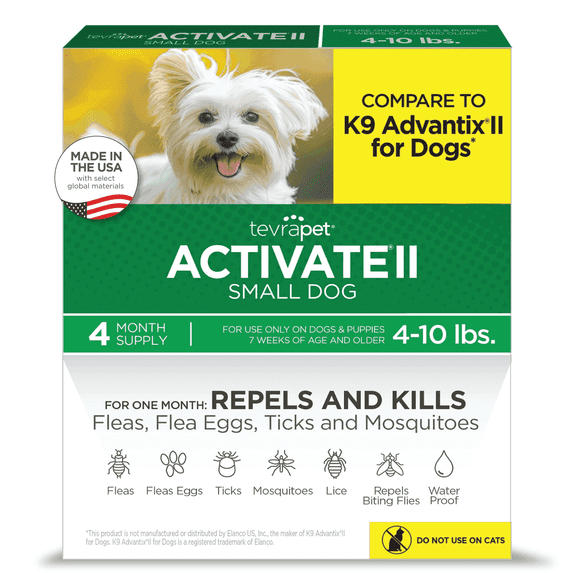 TevraPet Activate II Flea and Tick Prevention, Small Dogs 4-10 lbs, 4 ...