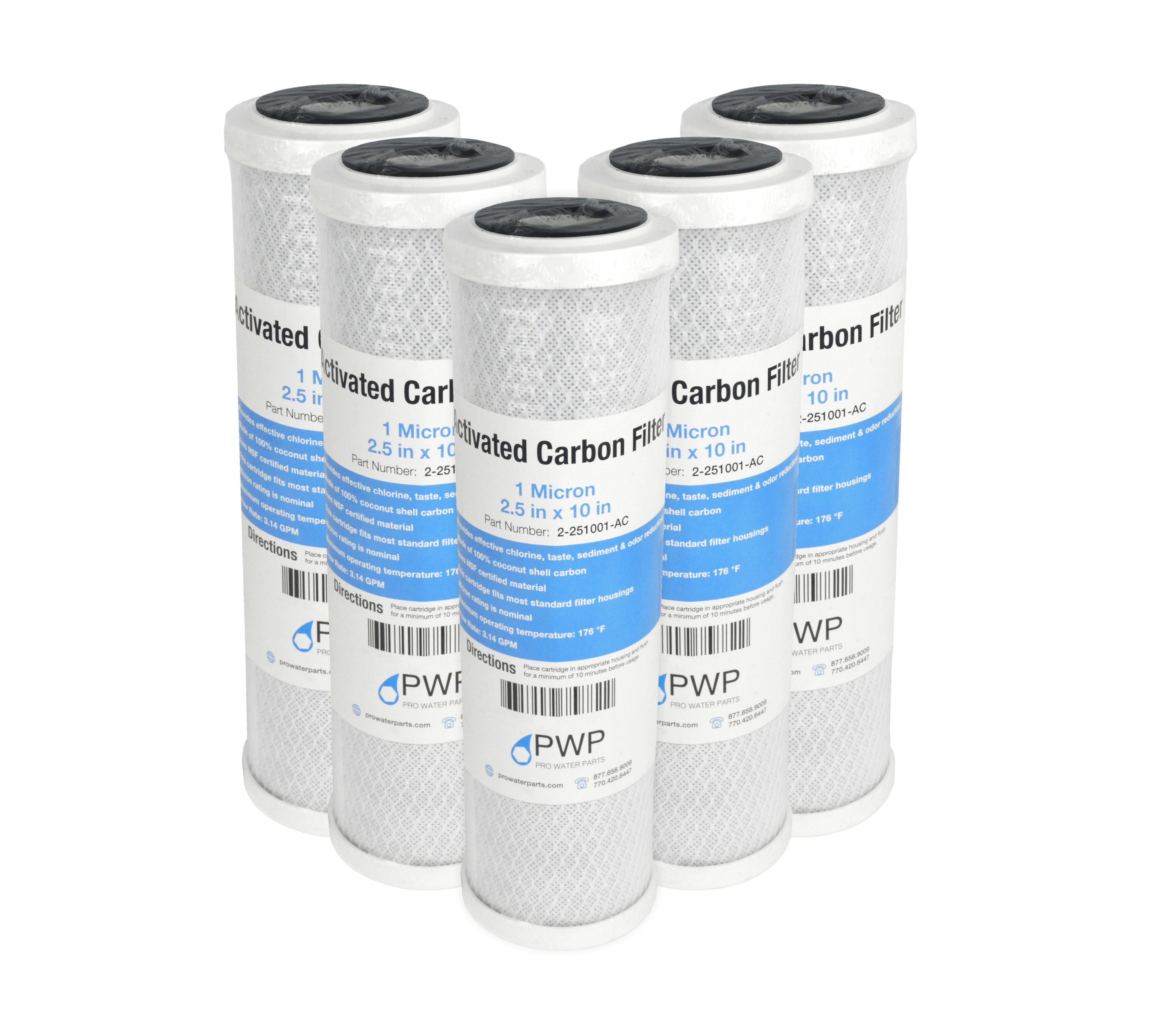 "Whole House Activated Carbon CTO Water Filter Cartridge, 2.5x10"" 1 ...