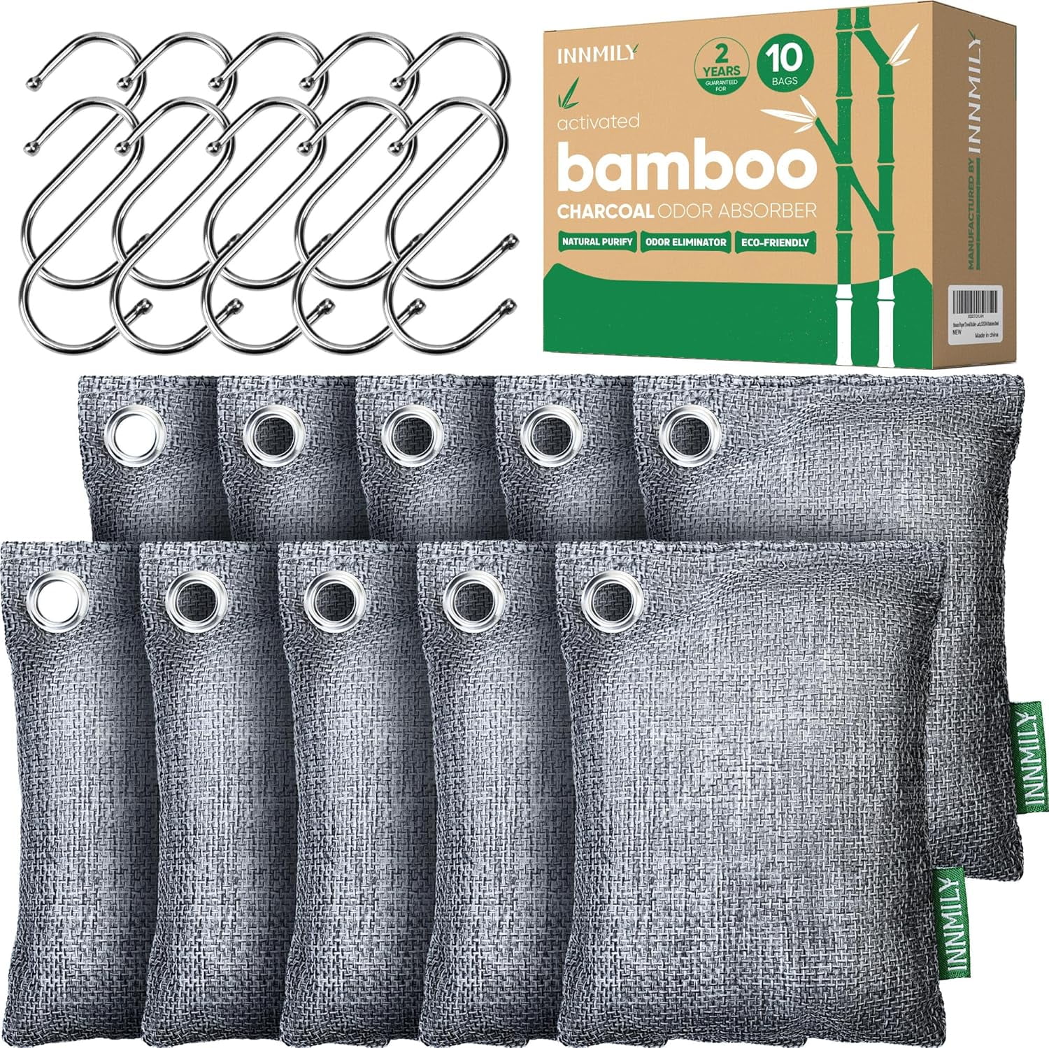 Innmily Activated Charcoal Odor Absorber 10 Pack 100g Bamboo Air ...