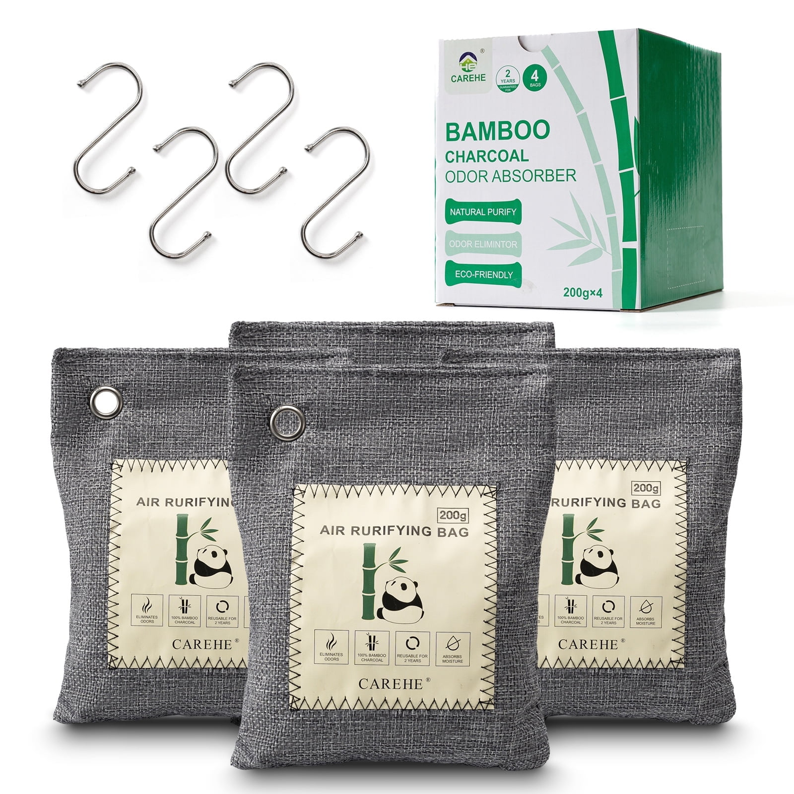Activated Charcoal Odor Eliminator, Bamboo Charcoal Air Purifying Bags ...