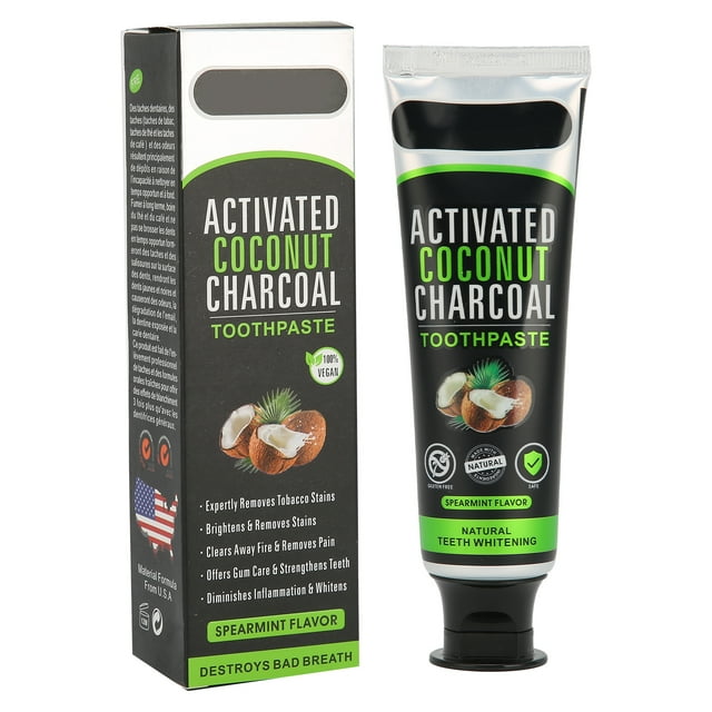 Activated Charcoal Toothpaste Coconut Oil Natural Teeth Whitening Oral ...
