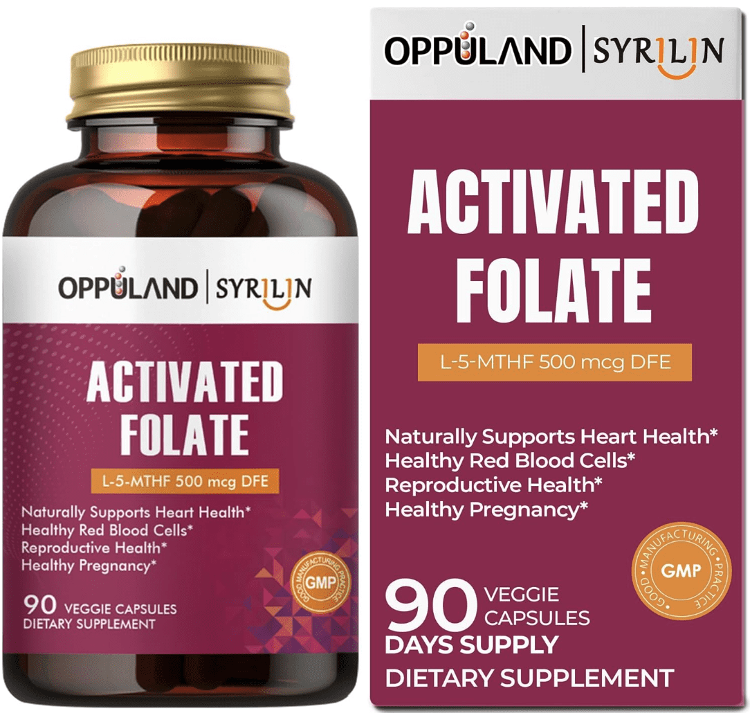 Activated Folate-L 5-MTHF DFE Supplement - Methylfolate B9 MTHF with Vitamin B12, CoQ10, & Red ...