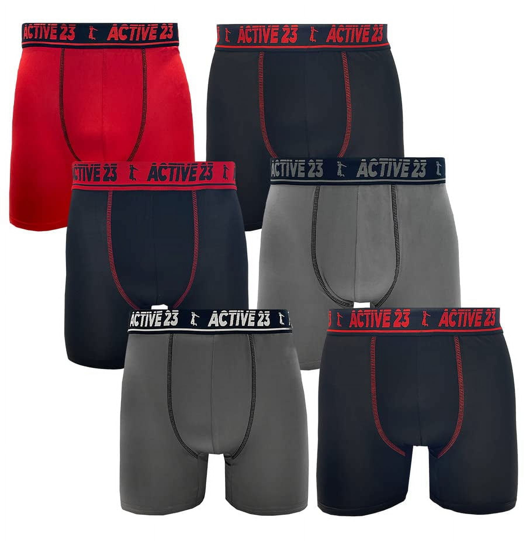 Active 23 6-Pack Dri Fit Performance Boxer Briefs for Men, Cooling ...