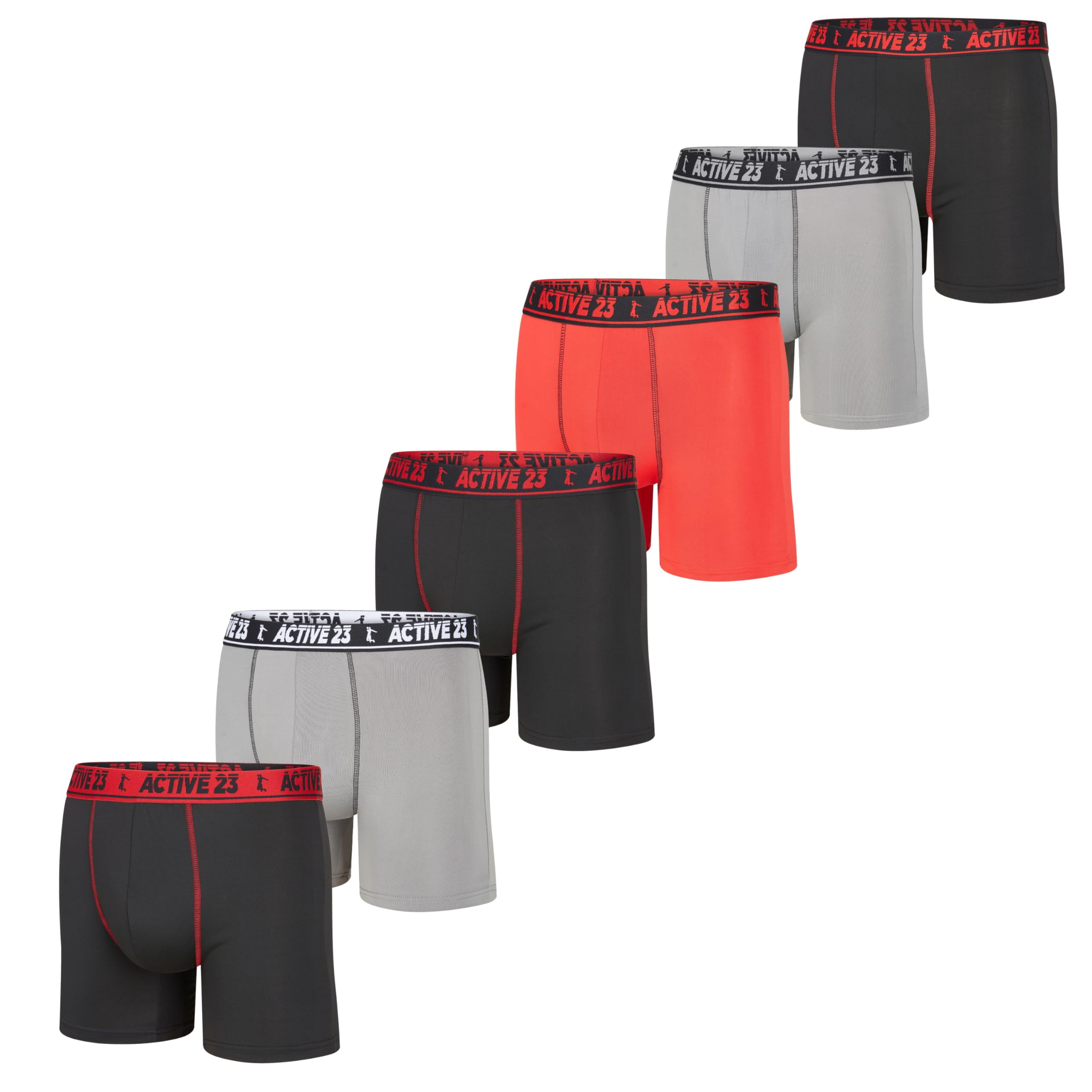Active 23 Mens 6 Pack Dry Fit Performance Boxer Briefs for Men, Cooling ...