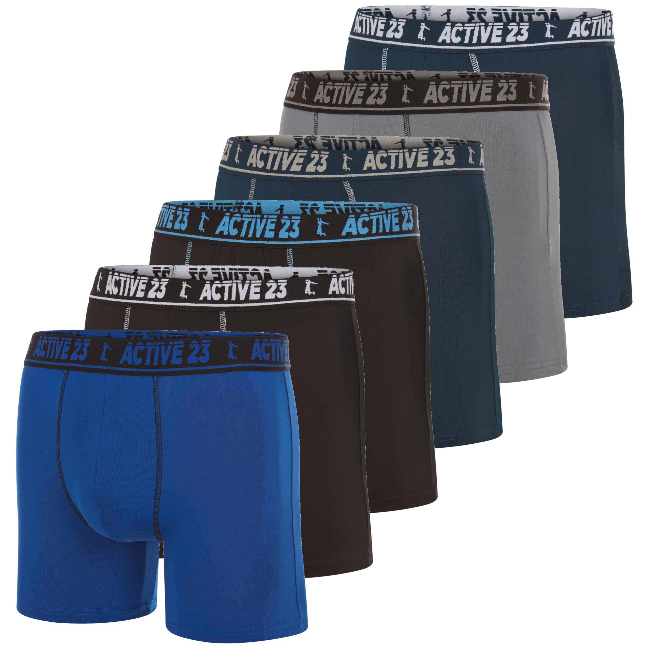 Active 23 Mens 6pk Performance Boxer Briefs, Cool Dry Fit Blue Small ...